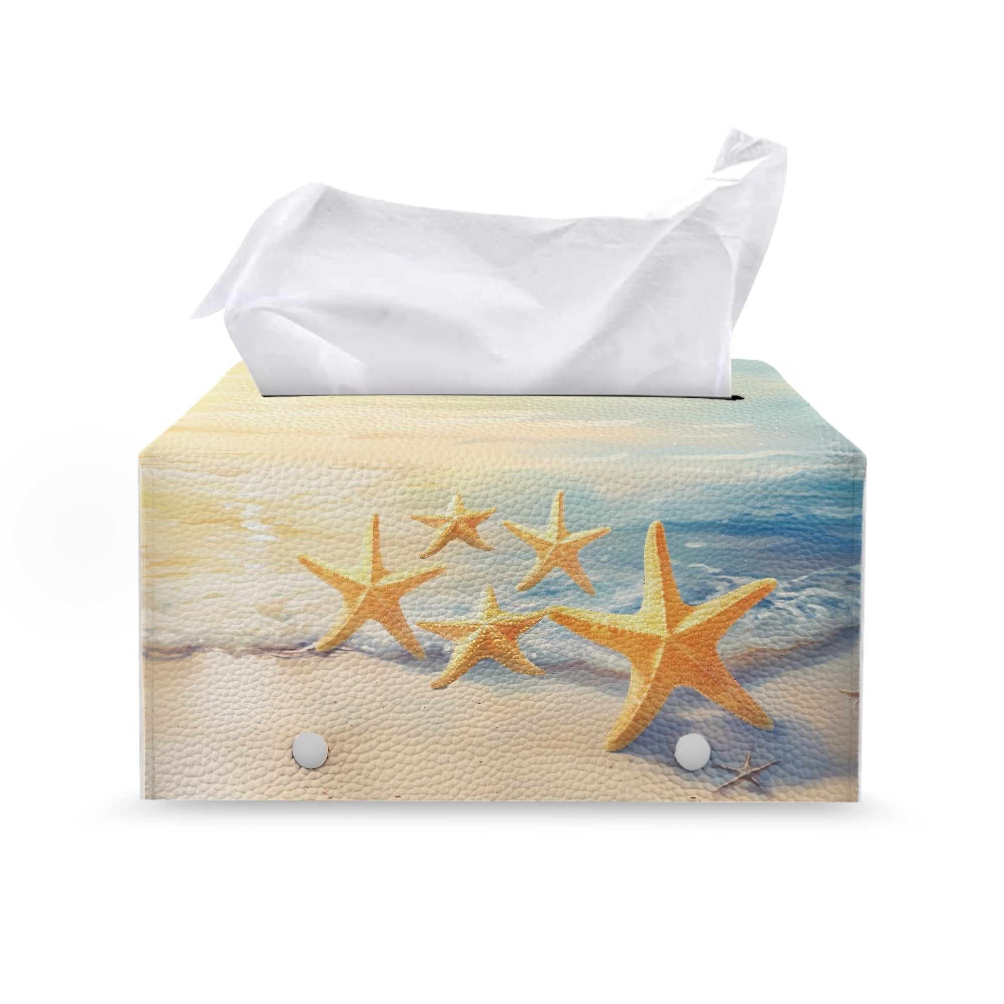 ZUXONGSY Beach Starfish Tissue Box Cover Rectangular PU Long Tissue Box ...