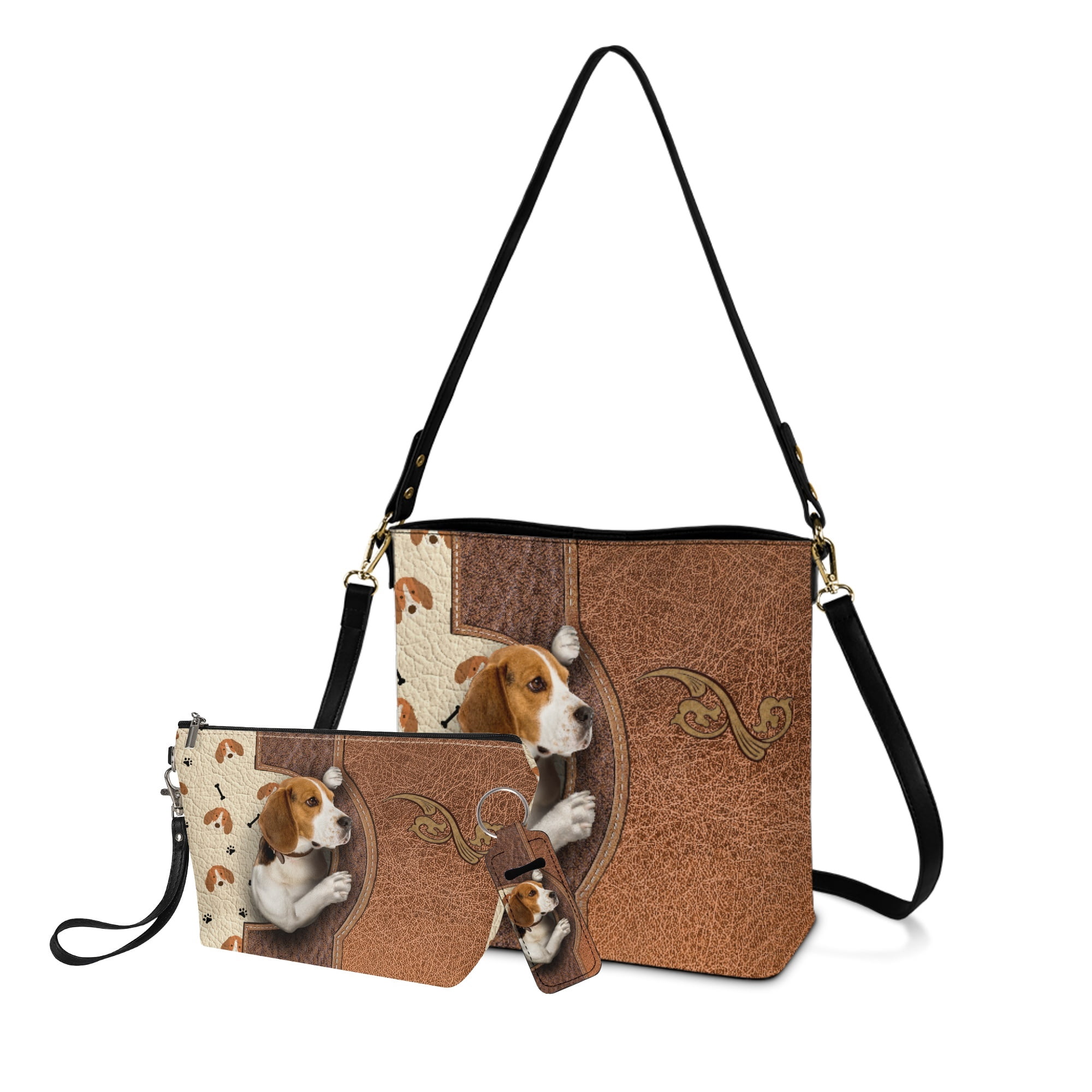 ZUXONGSY Beagle Dog Bone Print Top-Handle Handbags with Fashion Makeup ...