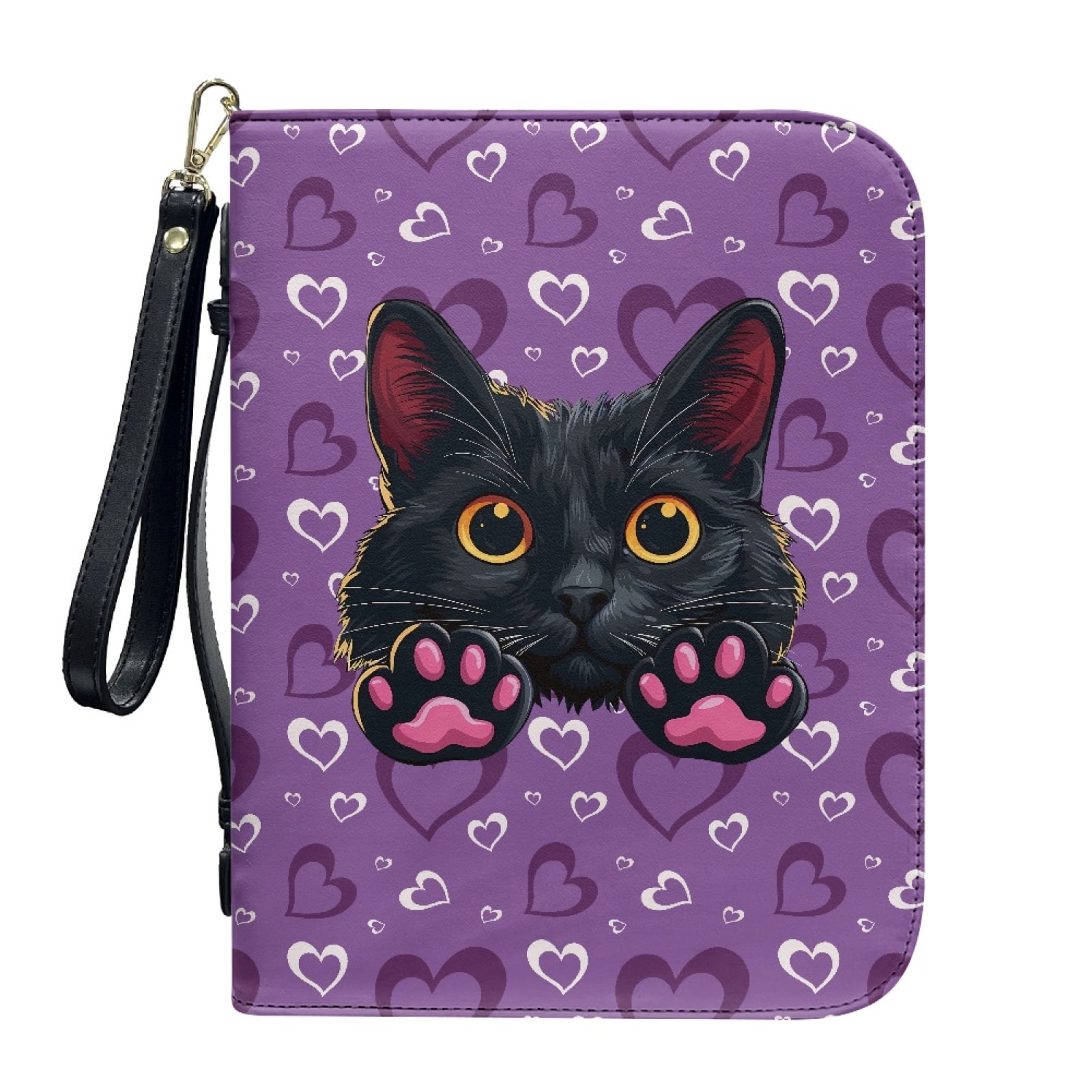 ZUXONGSY Black Cat Heart Print Leather Bible Cover for Women Men ...