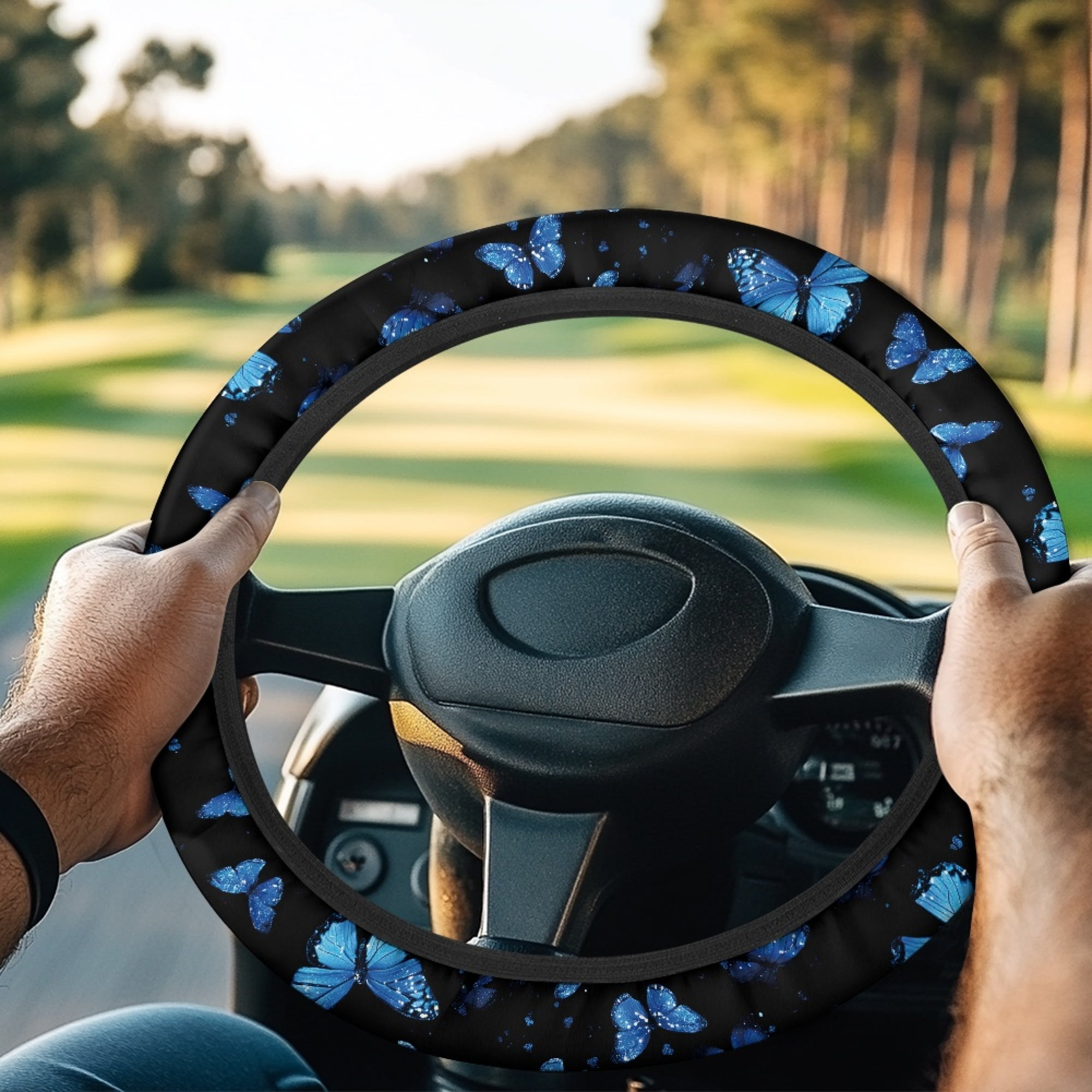 ZUXONGSY Blue Butterfly Golf Cart Steering Wheel Cover Cute Steering ...