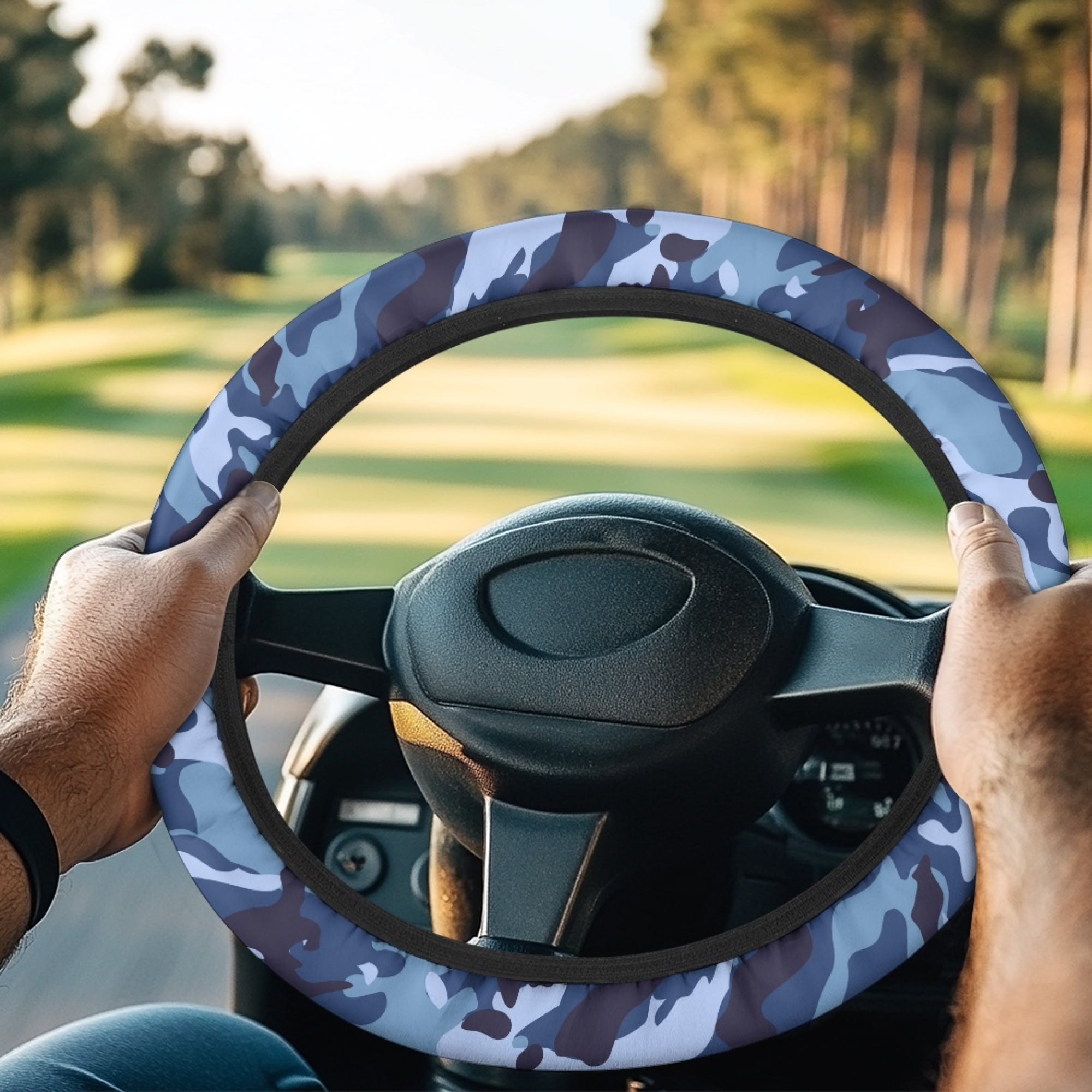 ZUXONGSY Blue Camo Golf Cart Steering Wheel Cover Universal Auto ...
