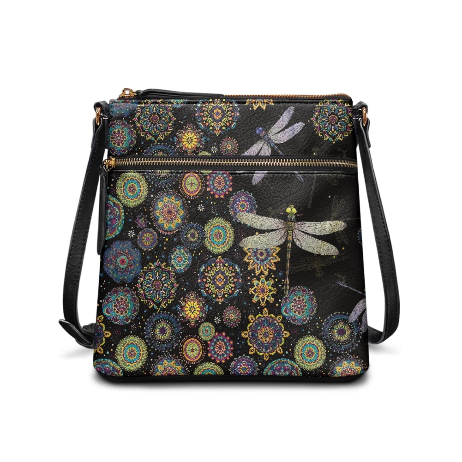 ZUXONGSY Boho Mandala Dragonfly Print PU Leather Crossbody Travel Purse ...