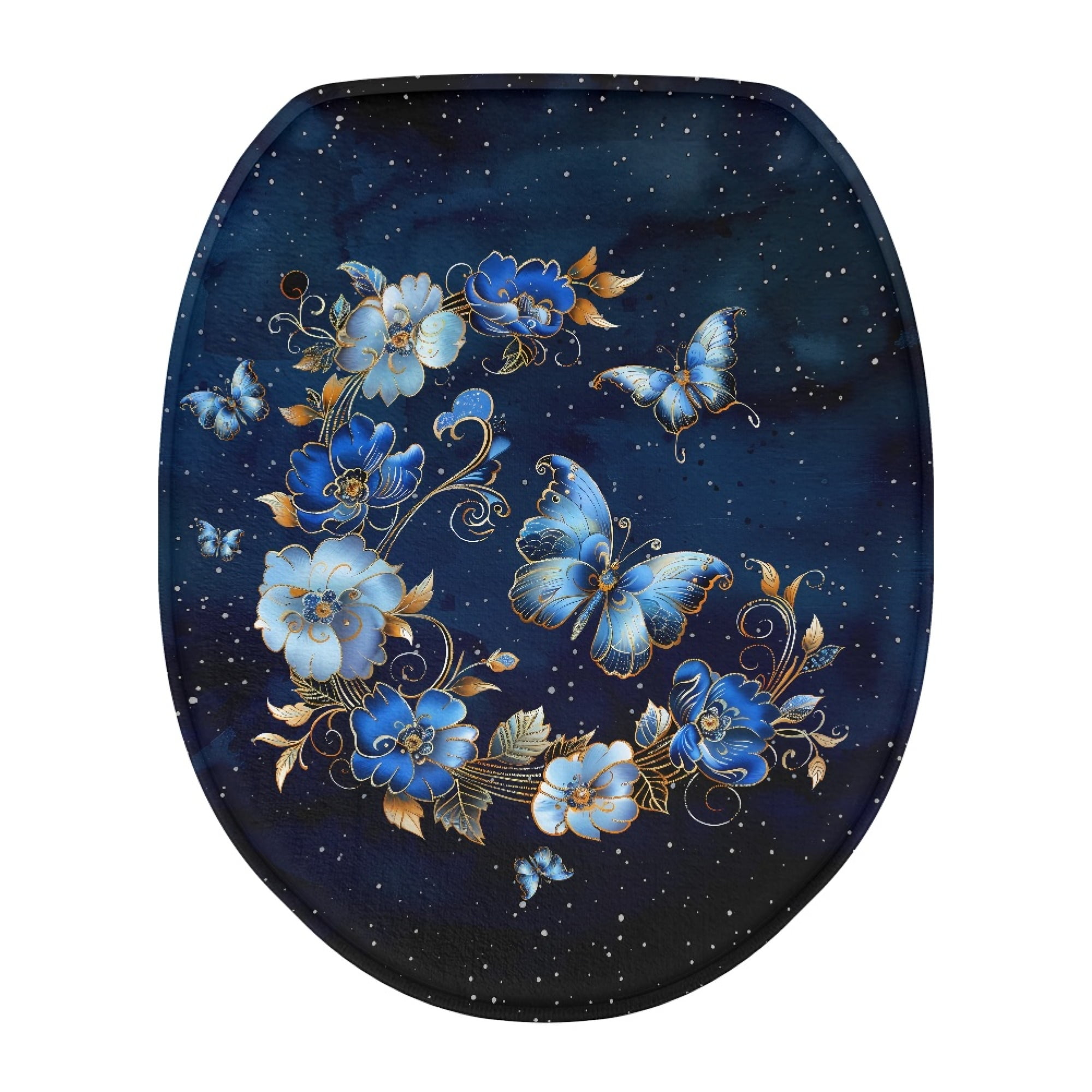 ZUXONGSY Butterfly Flower Toilet Lid Seat Cover Oval Toilet Lid Covers ...