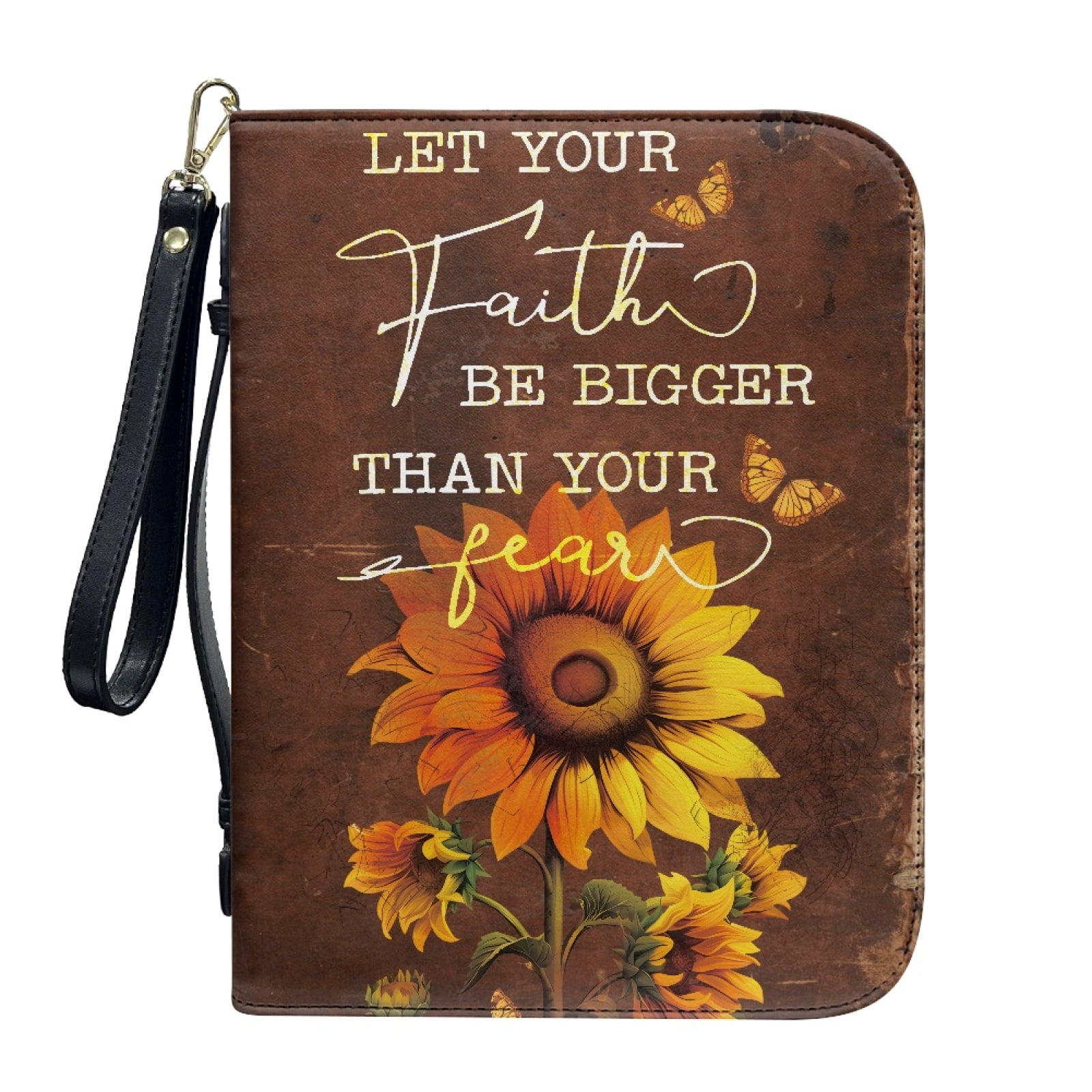 ZUXONGSY Butterfly Sunflower Print PU Leather Bible Cover for Women Men ...