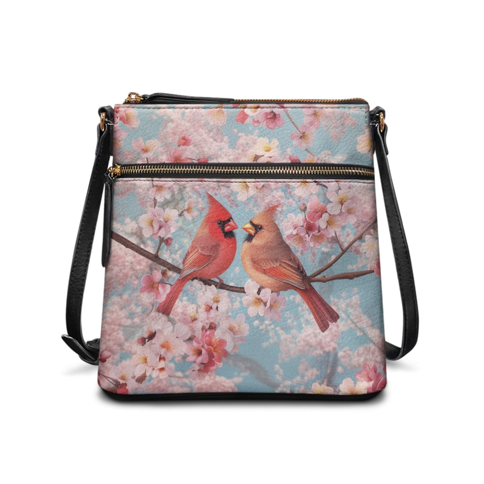 ZUXONGSY Cardinal Cherry Blossom Print Leather Shoulder Bag for Women ...