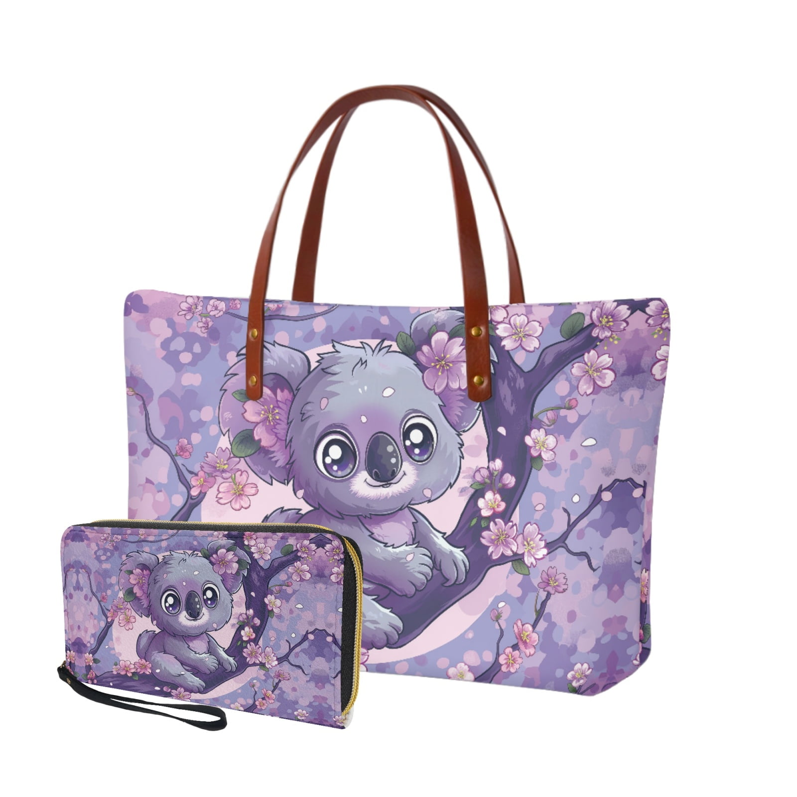 ZUXONGSY Cartoon Koala Cherry Blossom Print Purses Shoulder Bag Set of ...