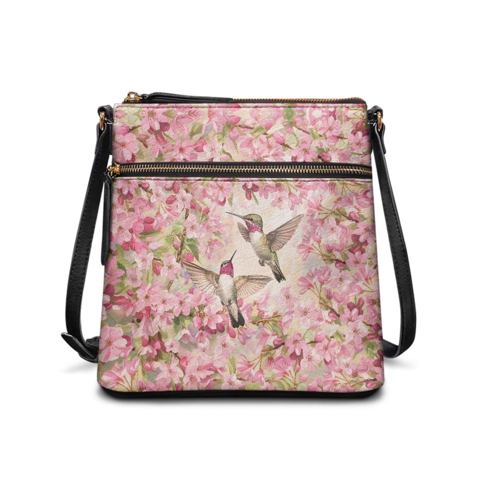 ZUXONGSY Cherry Blossom Hummingbird Print PU Crossbody Handbag for ...