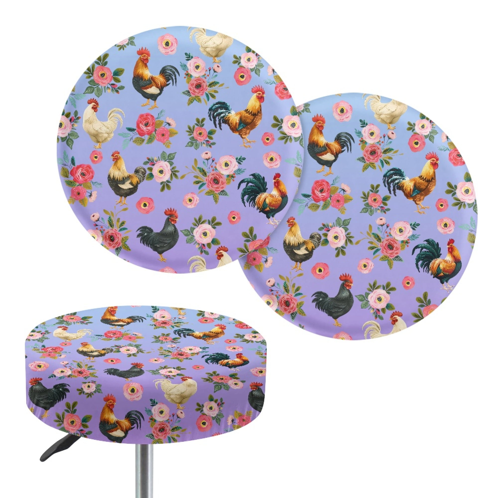 ZUXONGSY Chicken Flower Round Stool Covers 2 Piece Circle Stool Covers ...