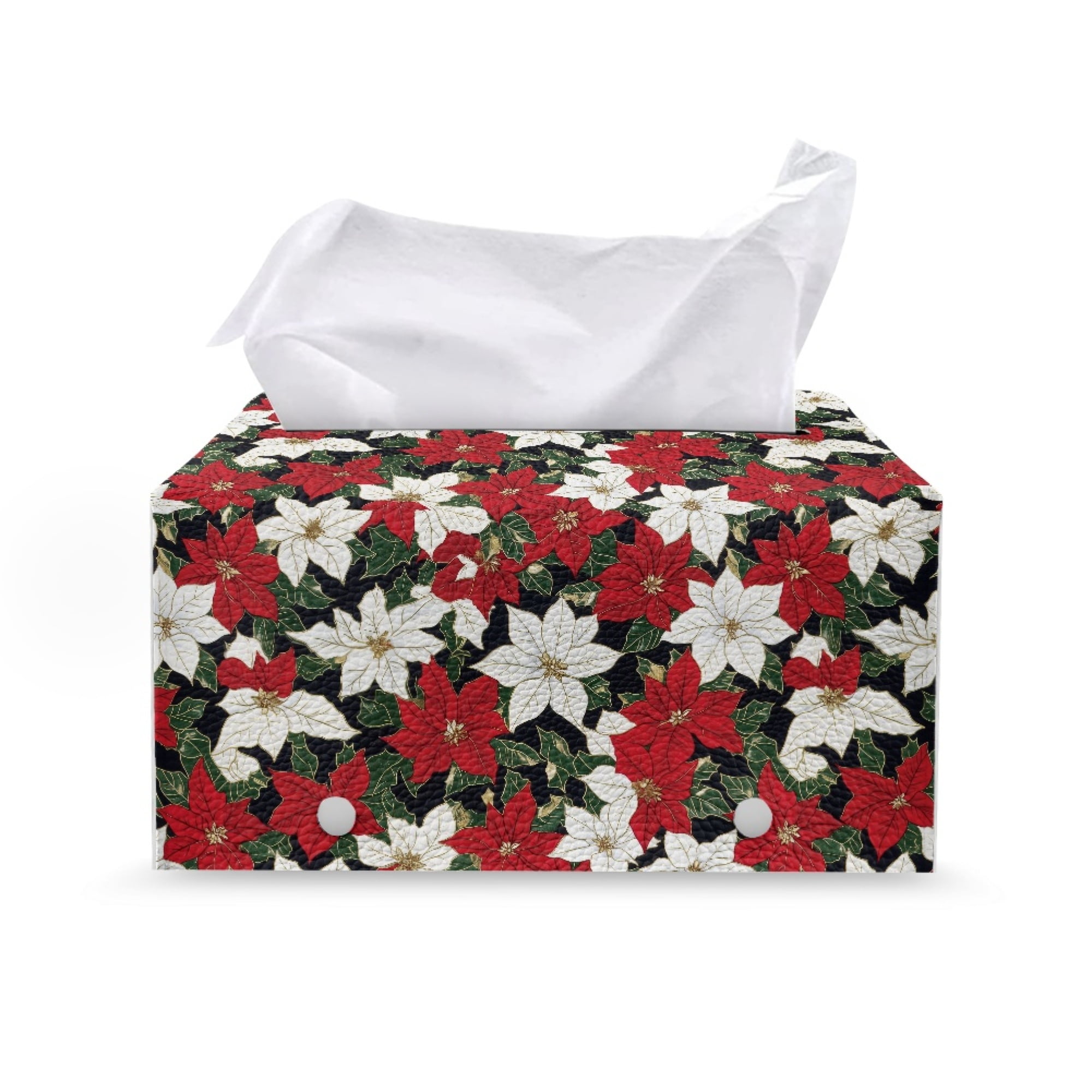 ZUXONGSY Christmas Holly Tissue Box Cover PU Leather Rectangular Tissue ...