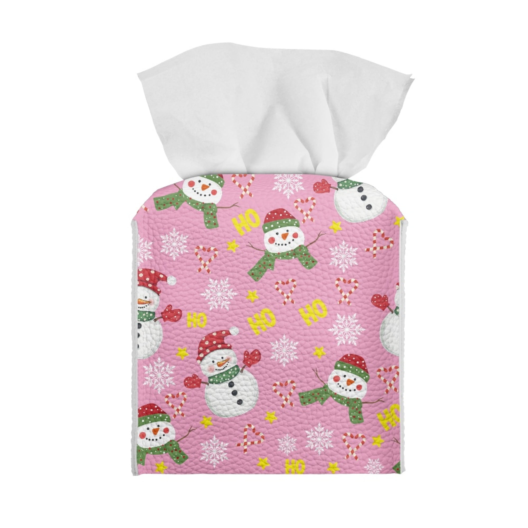 ZUXONGSY Christmas Square Tissue Box Cover Snowmans 2 Piece PU Leather ...