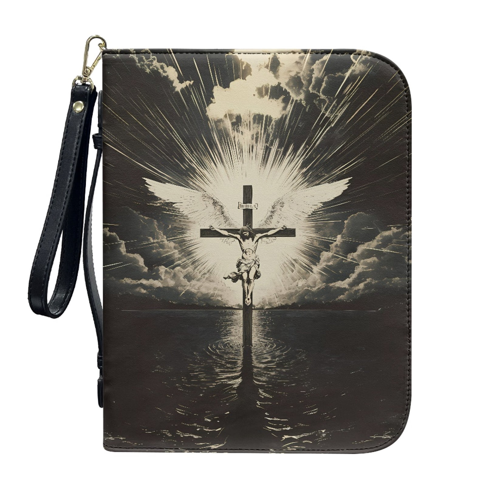 ZUXONGSY Cloud Cross Jesus Angel Wings Print Leather Bible Cover for ...