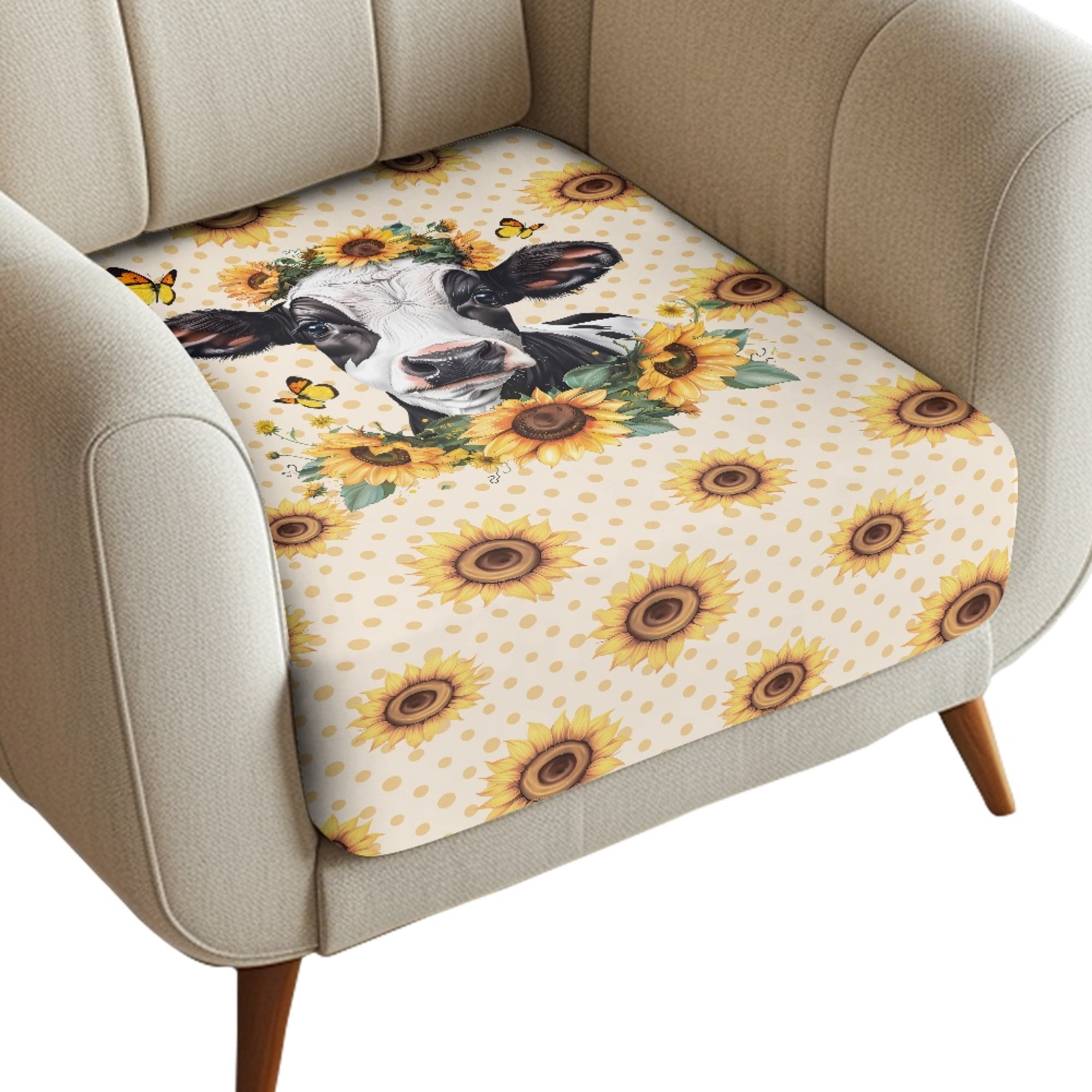 ZUXONGSY Cow Couch Cushion Cover Sunflower Separate Sofa Seat Cushion ...