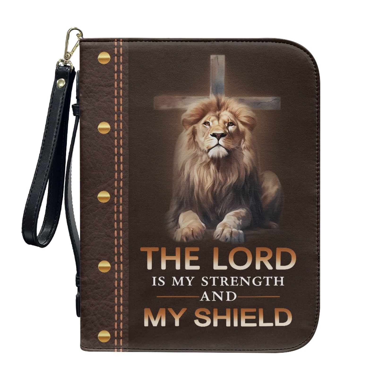 ZUXONGSY Cross Lion Print PU Leather Bible Cover for Women Men The Lord ...
