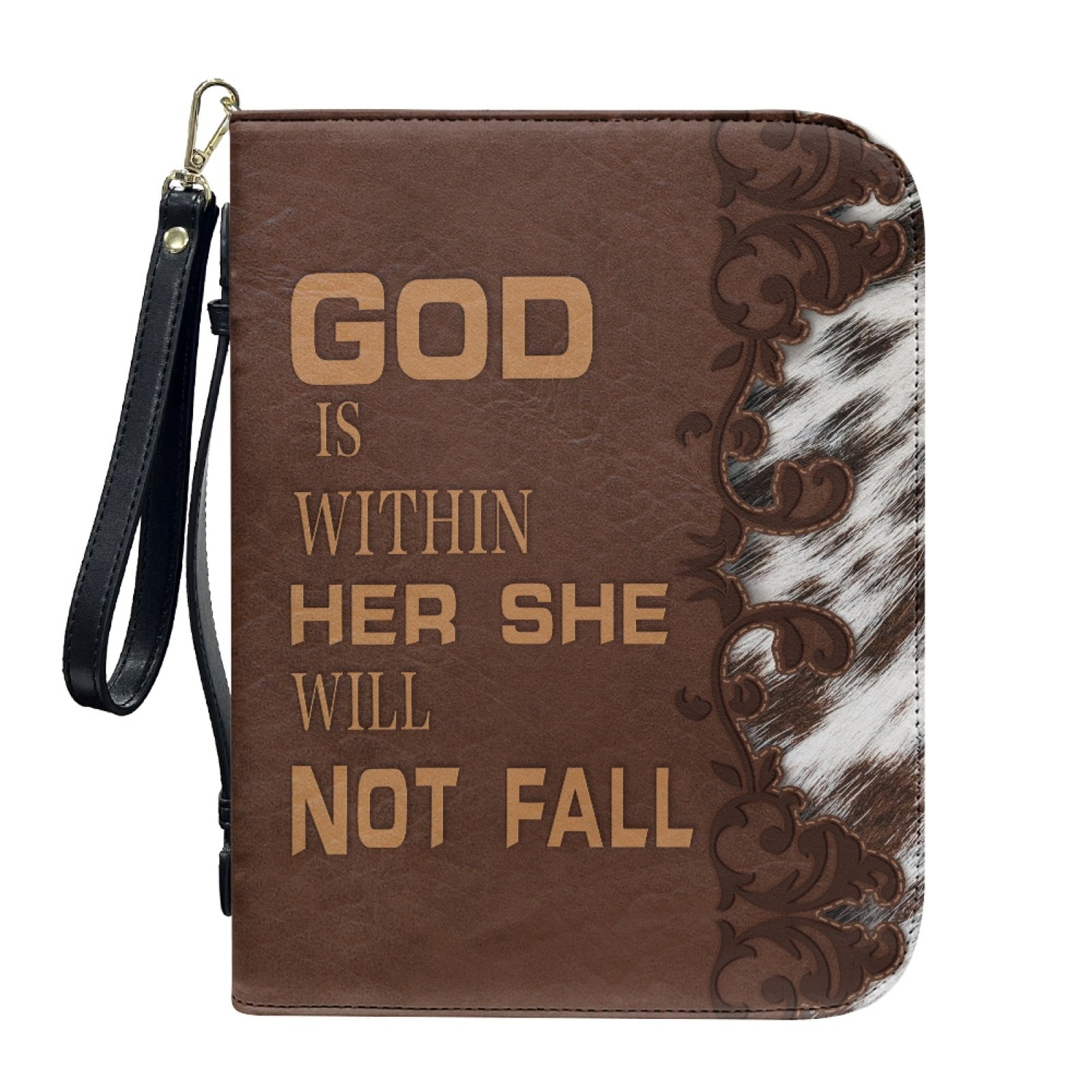 ZUXONGSY Cross Print PU Leather Bible Cover for Women Men God is Within ...