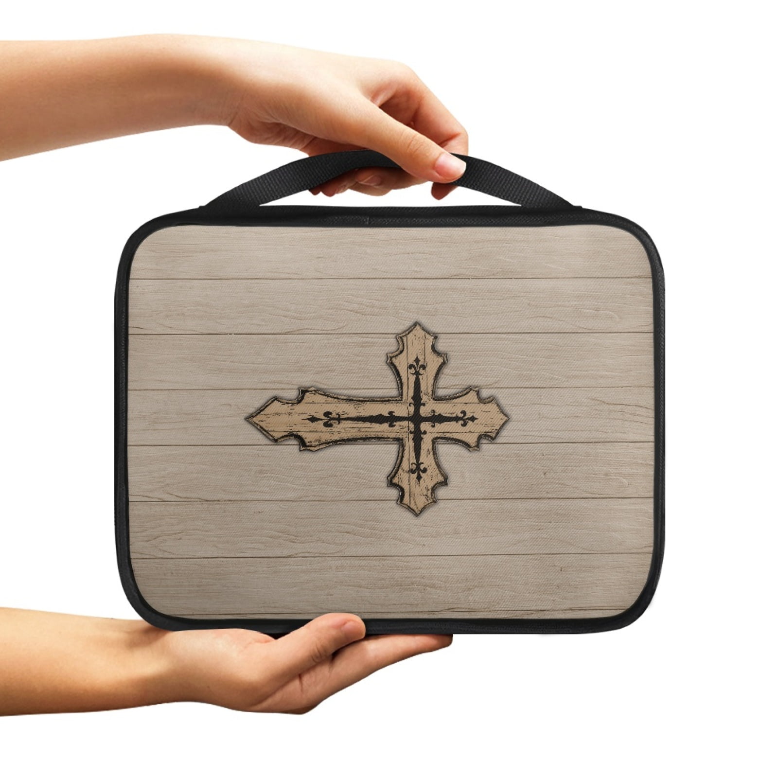 ZUXONGSY Cross Wood Print Bible Cover for Women Men Bible Case ...