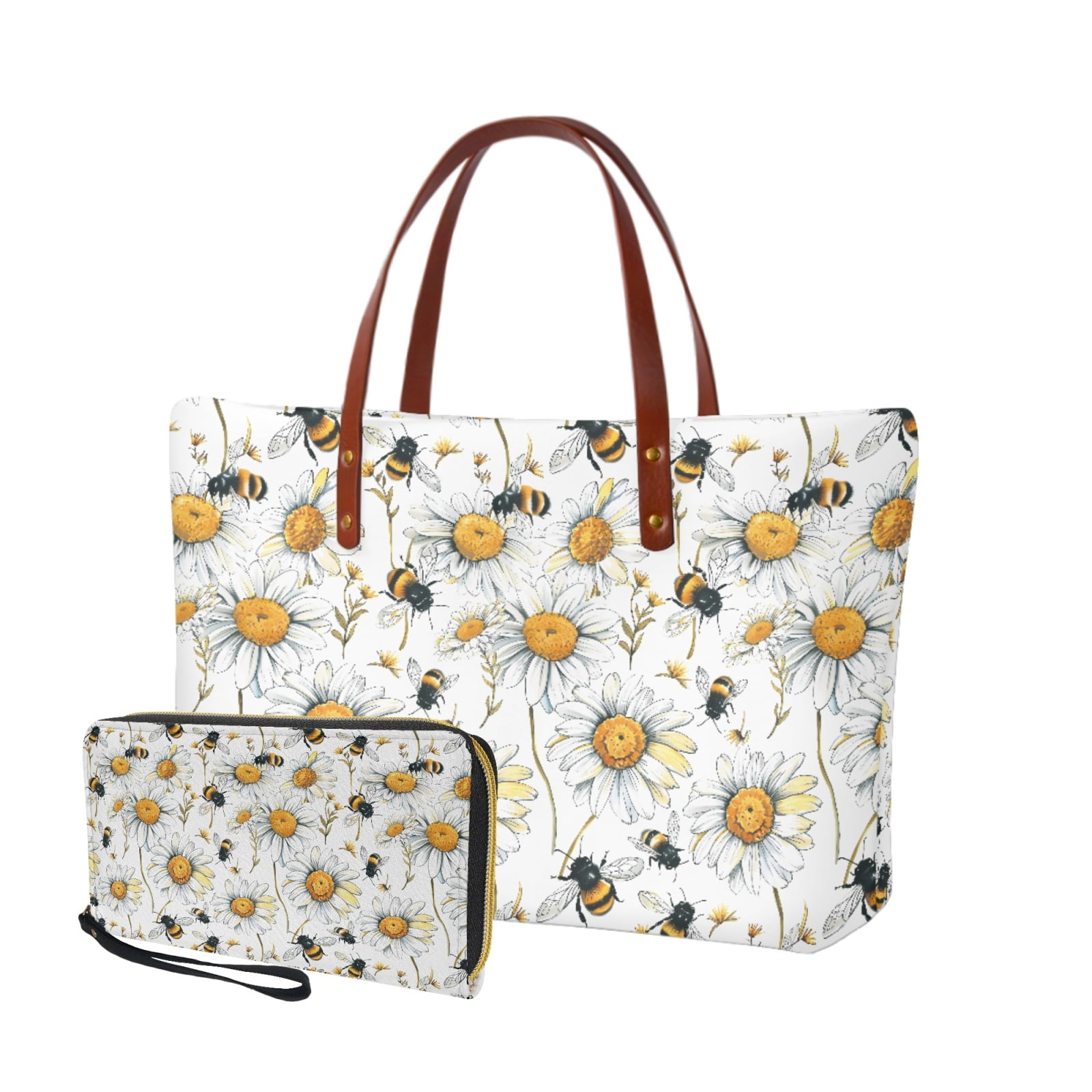 ZUXONGSY Daisy Flower Bee Print 2 PCS Purses Handbags Fashion Top ...