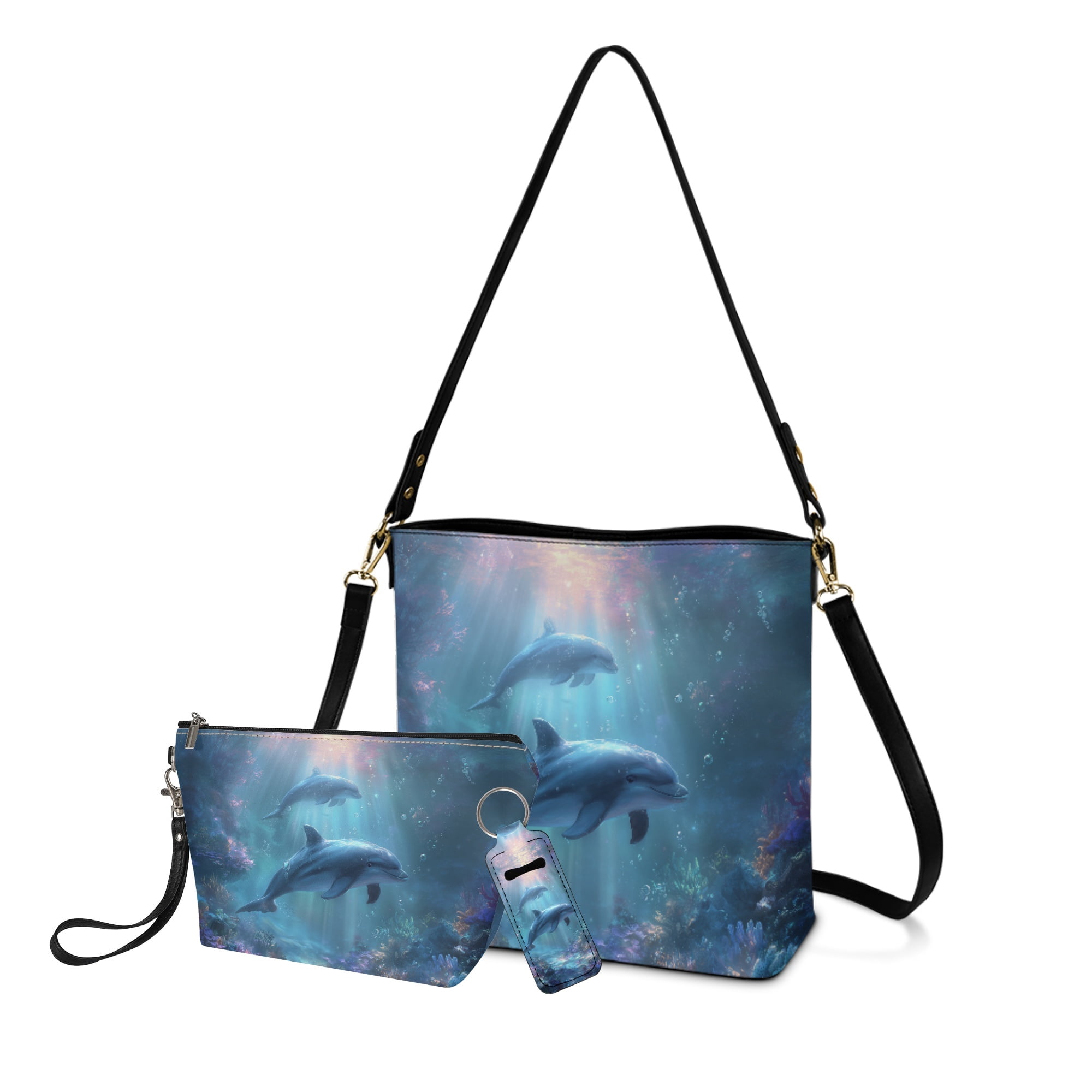 ZUXONGSY Dolphin Coral Print Bucket Crossbody Bag with Practicality ...