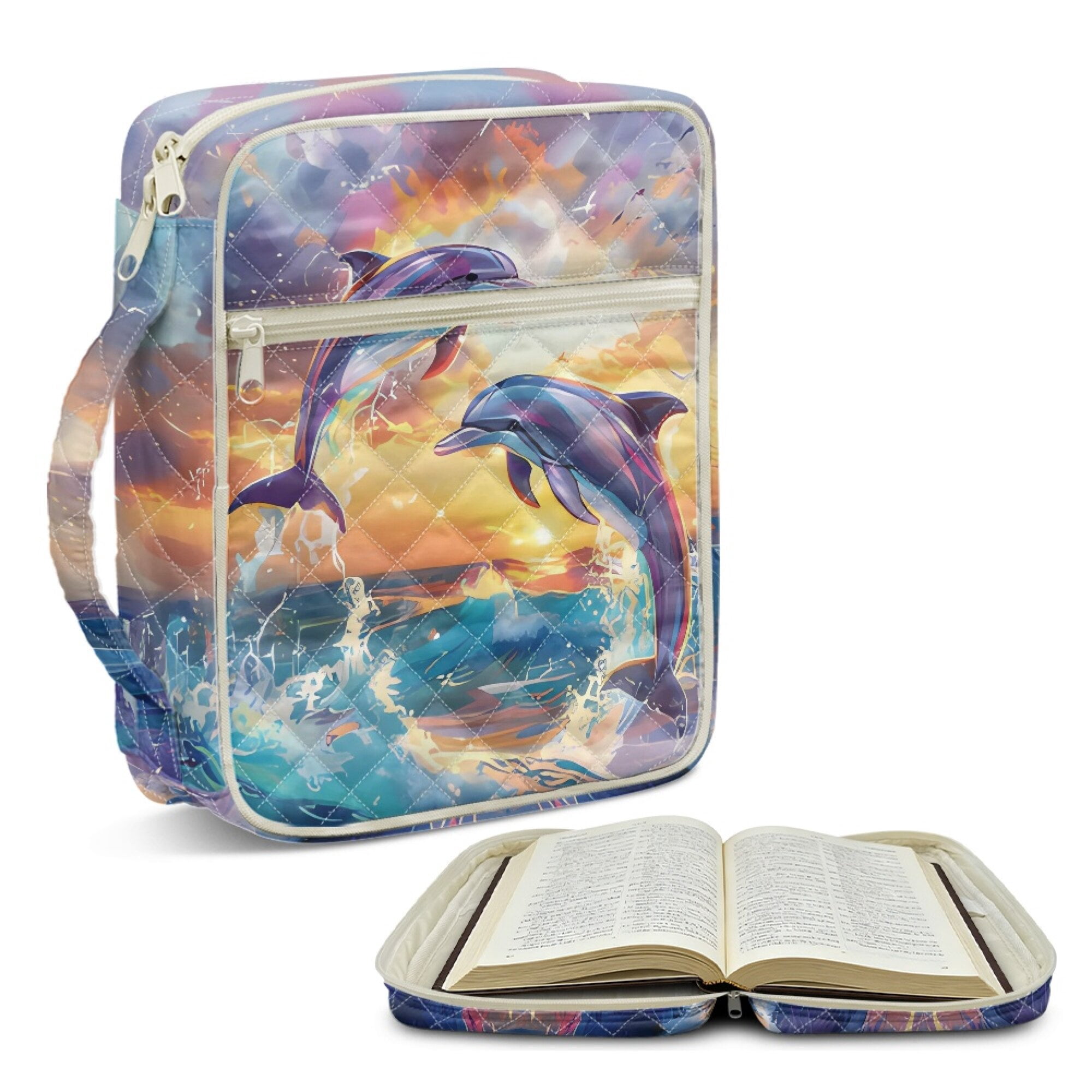 ZUXONGSY Dolphin Sunset Print Bible Cover for Women Portable Bible ...