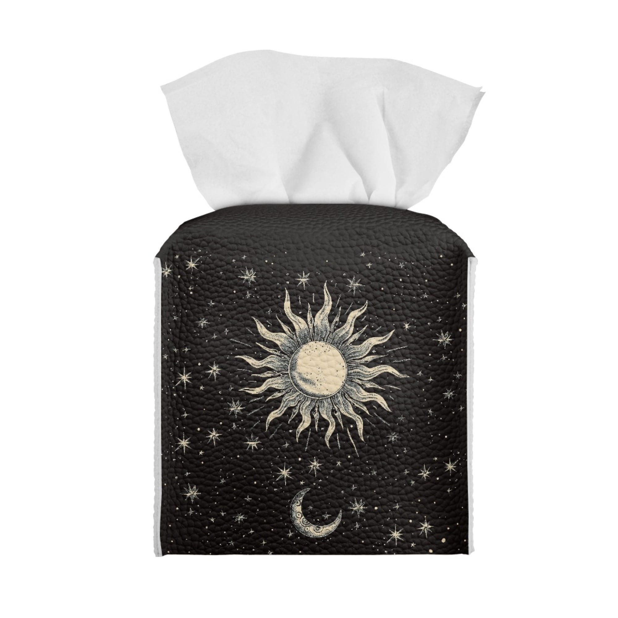 ZUXONGSY Galaxy Square Tissue Box Cover Sun Moon PU Leather Tissue Box ...
