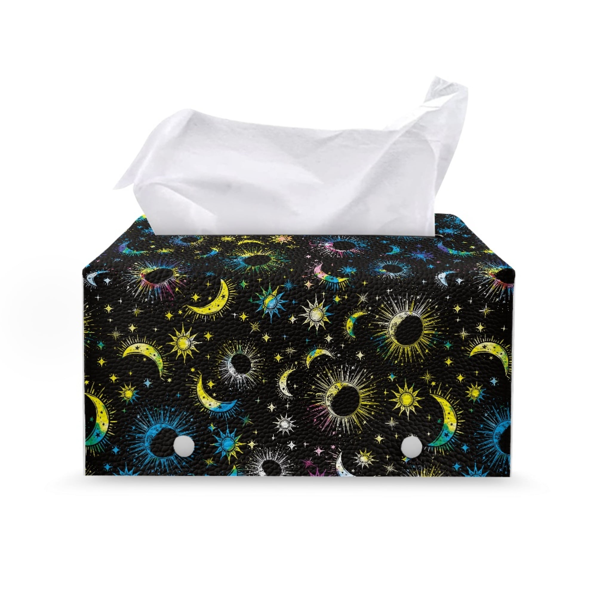 ZUXONGSY Galaxy Sun Tissue Box Cover Moon PU Leather Tissue Box Holder ...
