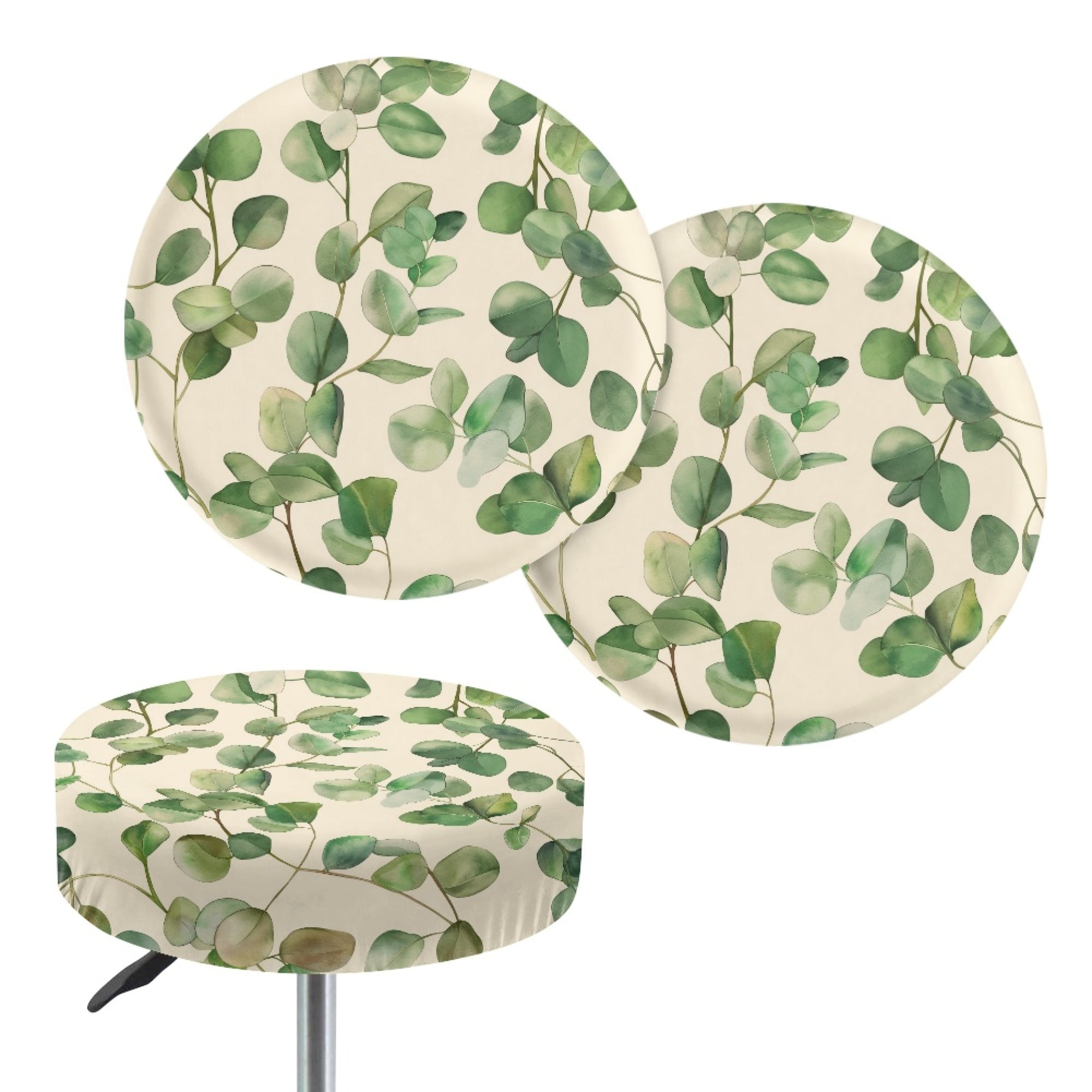 ZUXONGSY Green Plant Round Stool Covers 2 Packs Size L Circle Stool ...