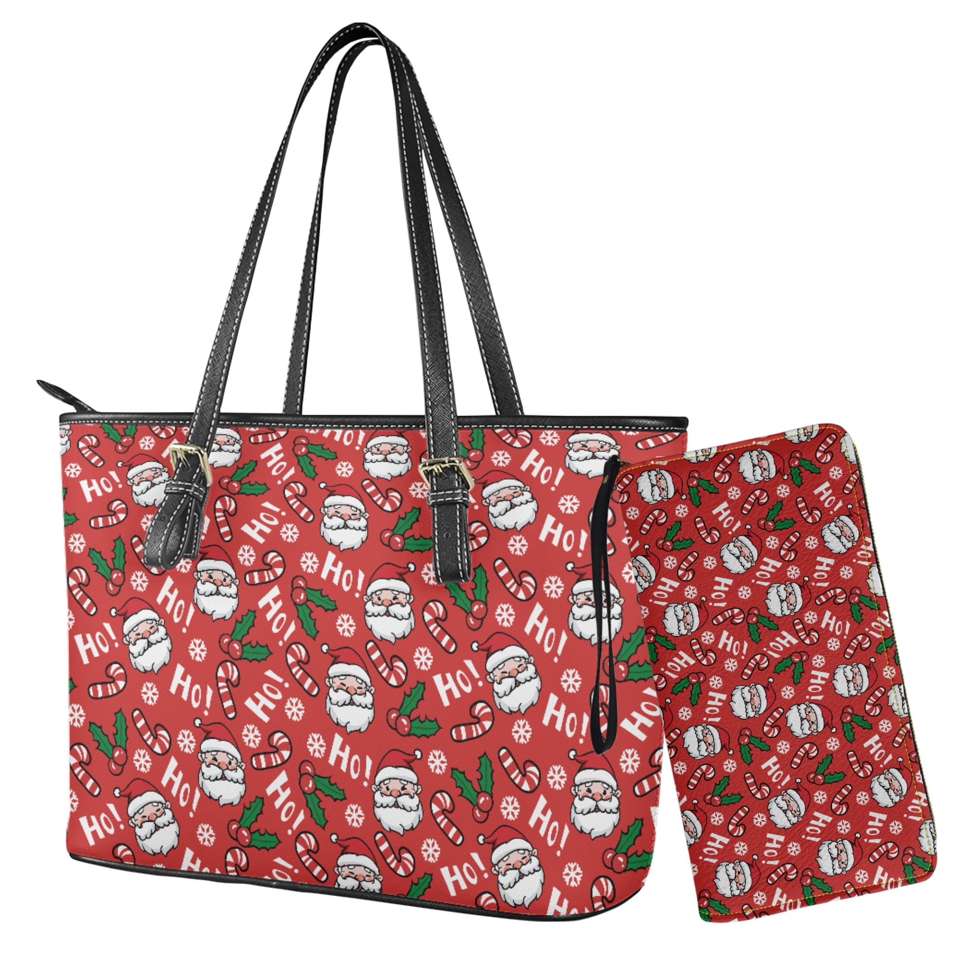 ZUXONGSY HO Santa Claus Print Handbag and Wallet Sets for Women Top ...