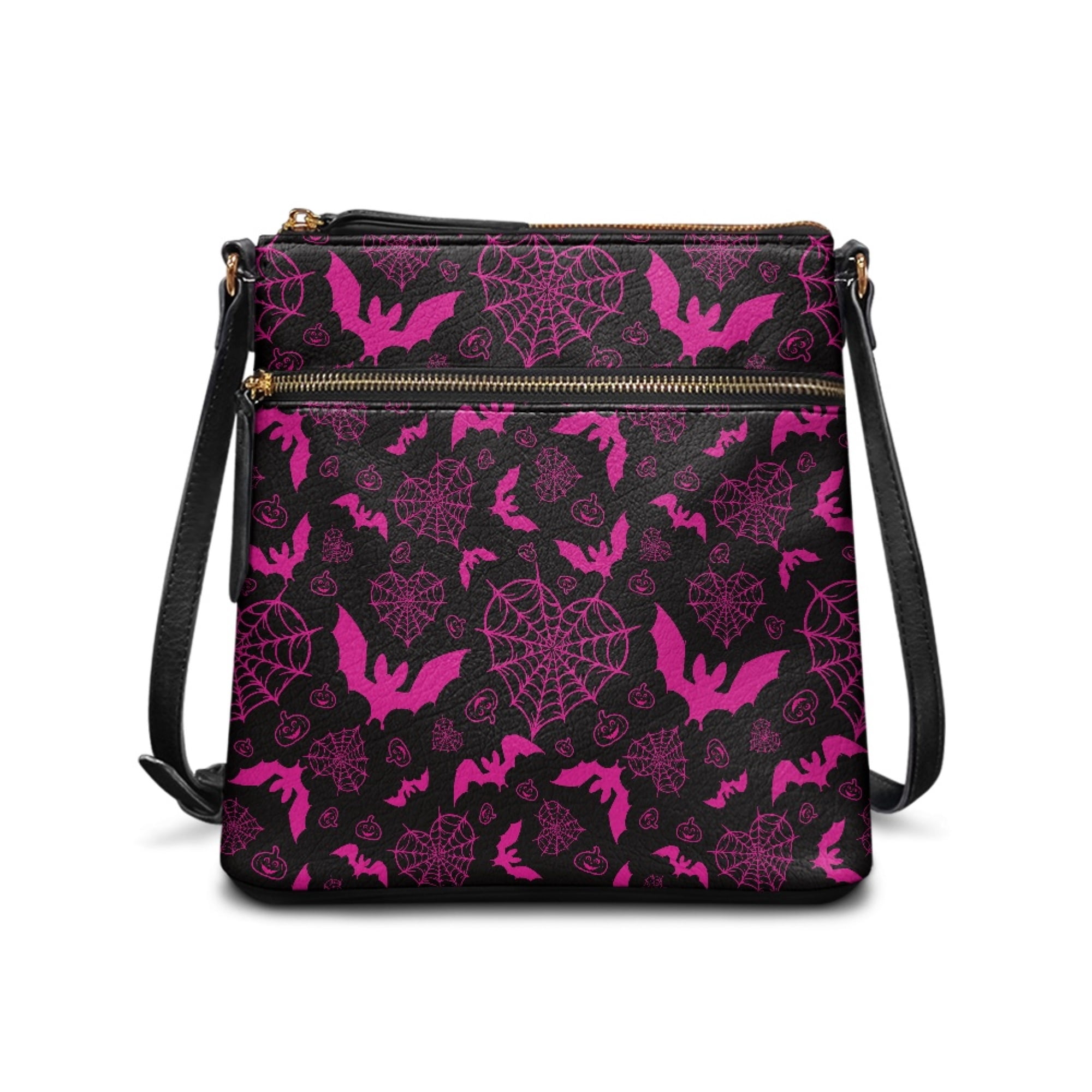 ZUXONGSY Halloween Bat Spider Web Pumpkin Print Leather Shoulder Bag ...