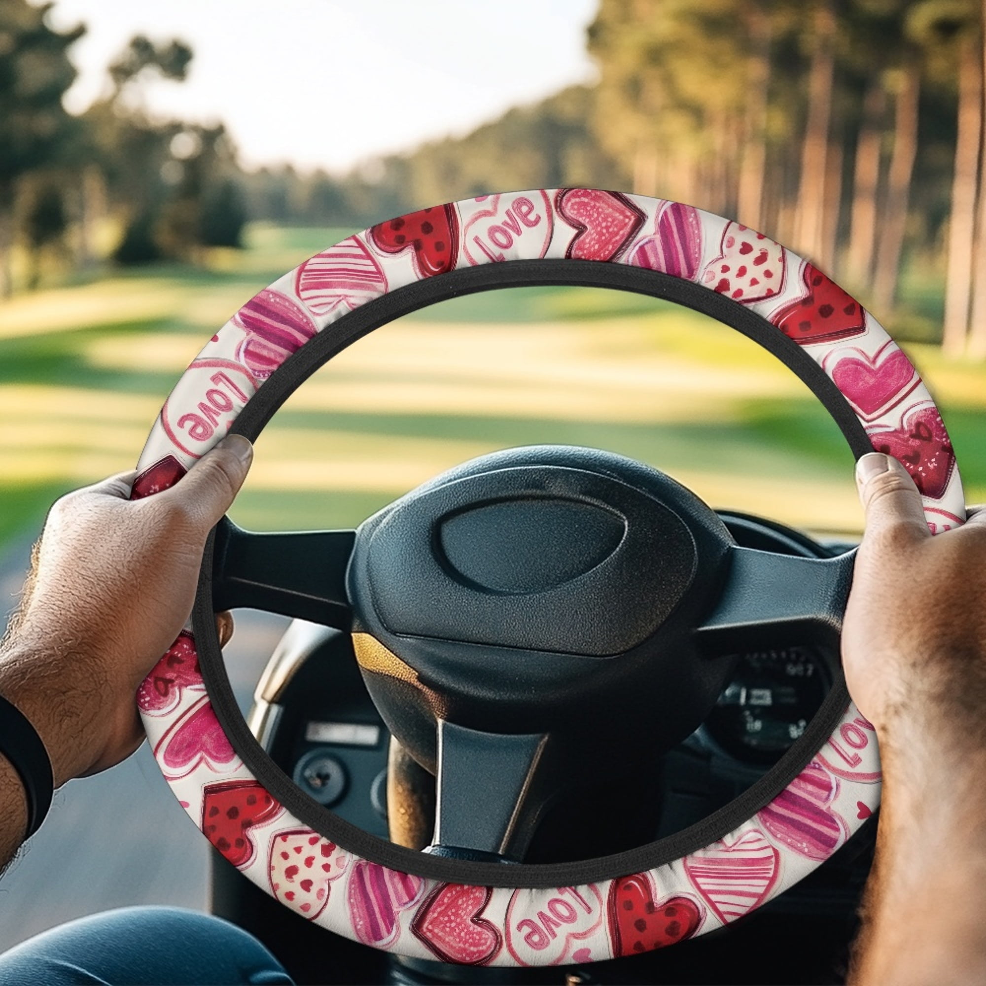 ZUXONGSY Heart Pattern Golf Cart Steering Wheel Cover Club Car Steering ...