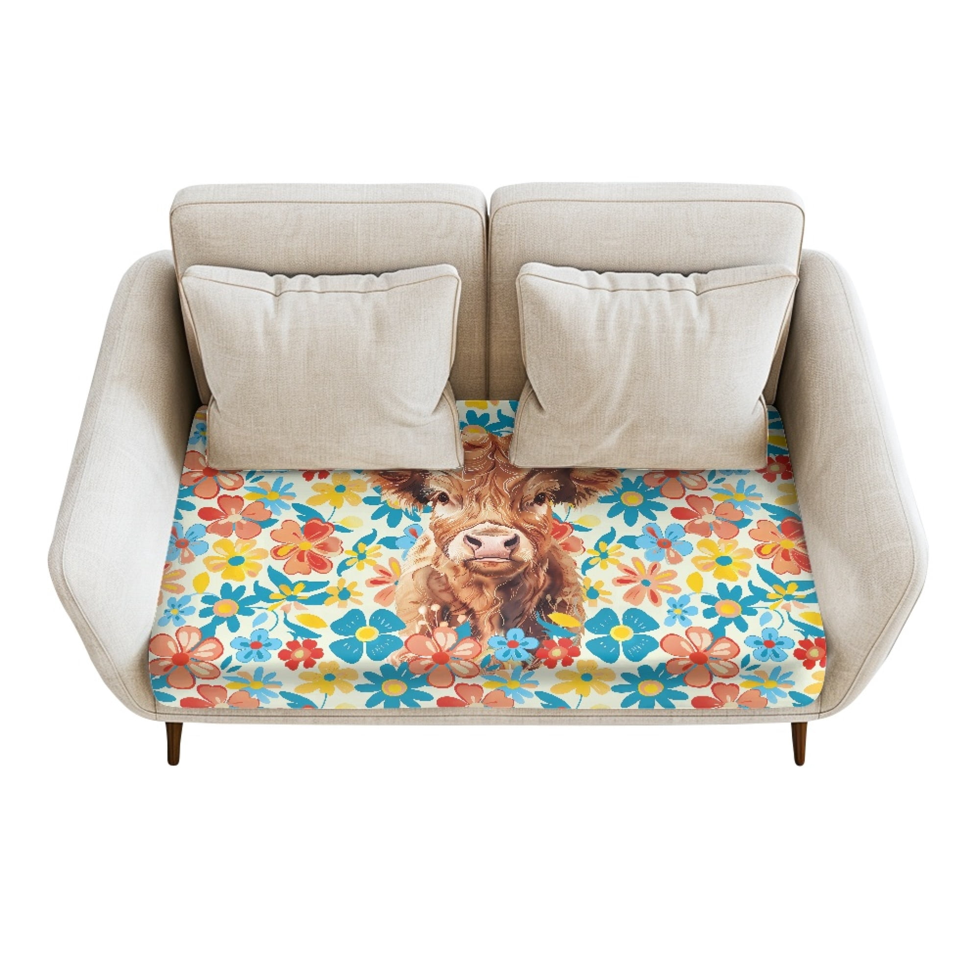 ZUXONGSY Highland Cow Couch Cushion Cover Floral Sofa Cushion Dust ...