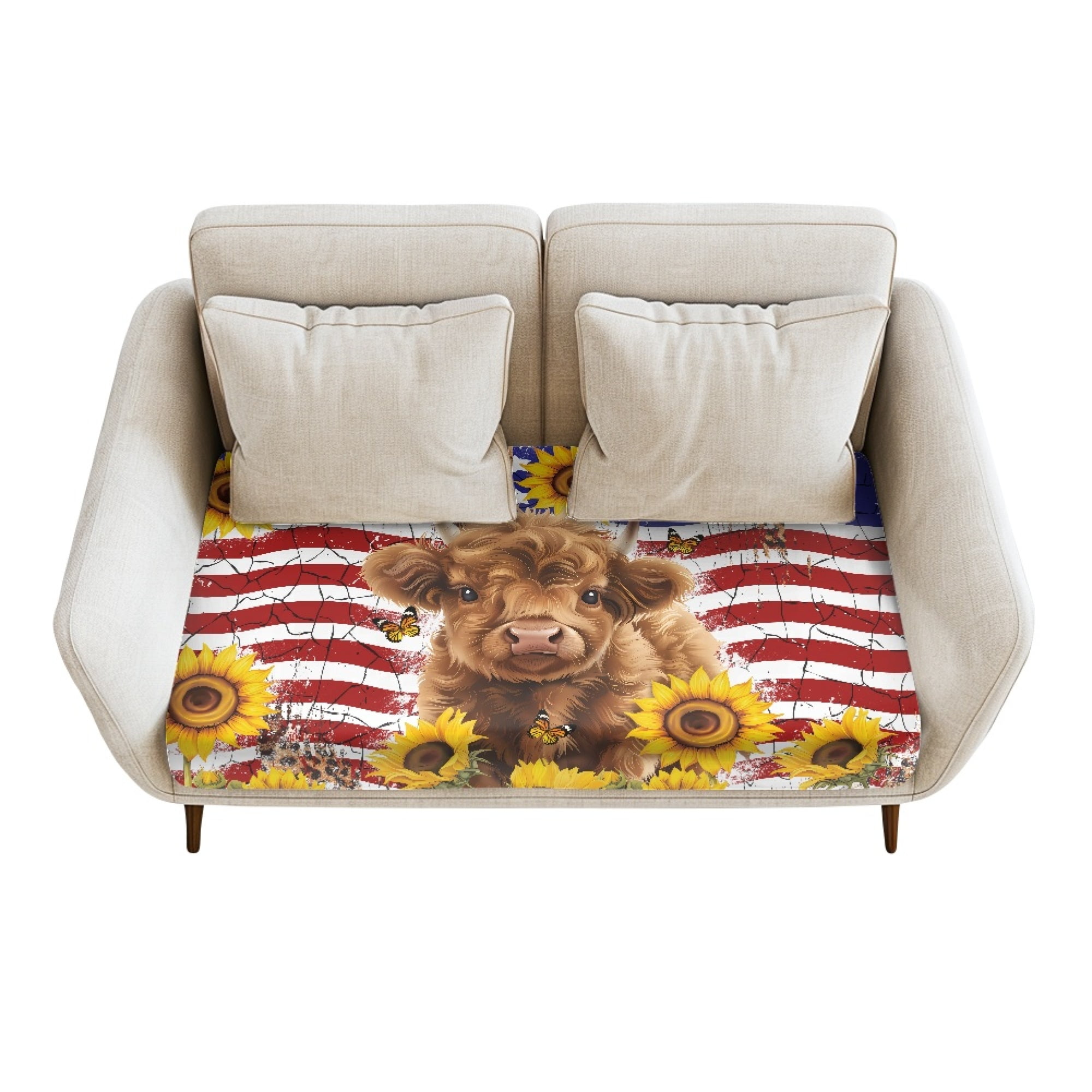 ZUXONGSY Highland Cow Sofa Cushion Cover Sunflower Outdoor Cushion ...