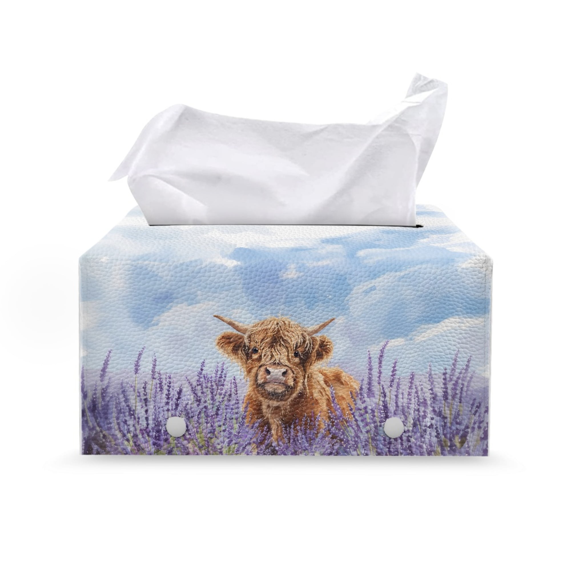 ZUXONGSY Highland Cow Tissue Box Cover PU Leather Rectangular Tissue ...