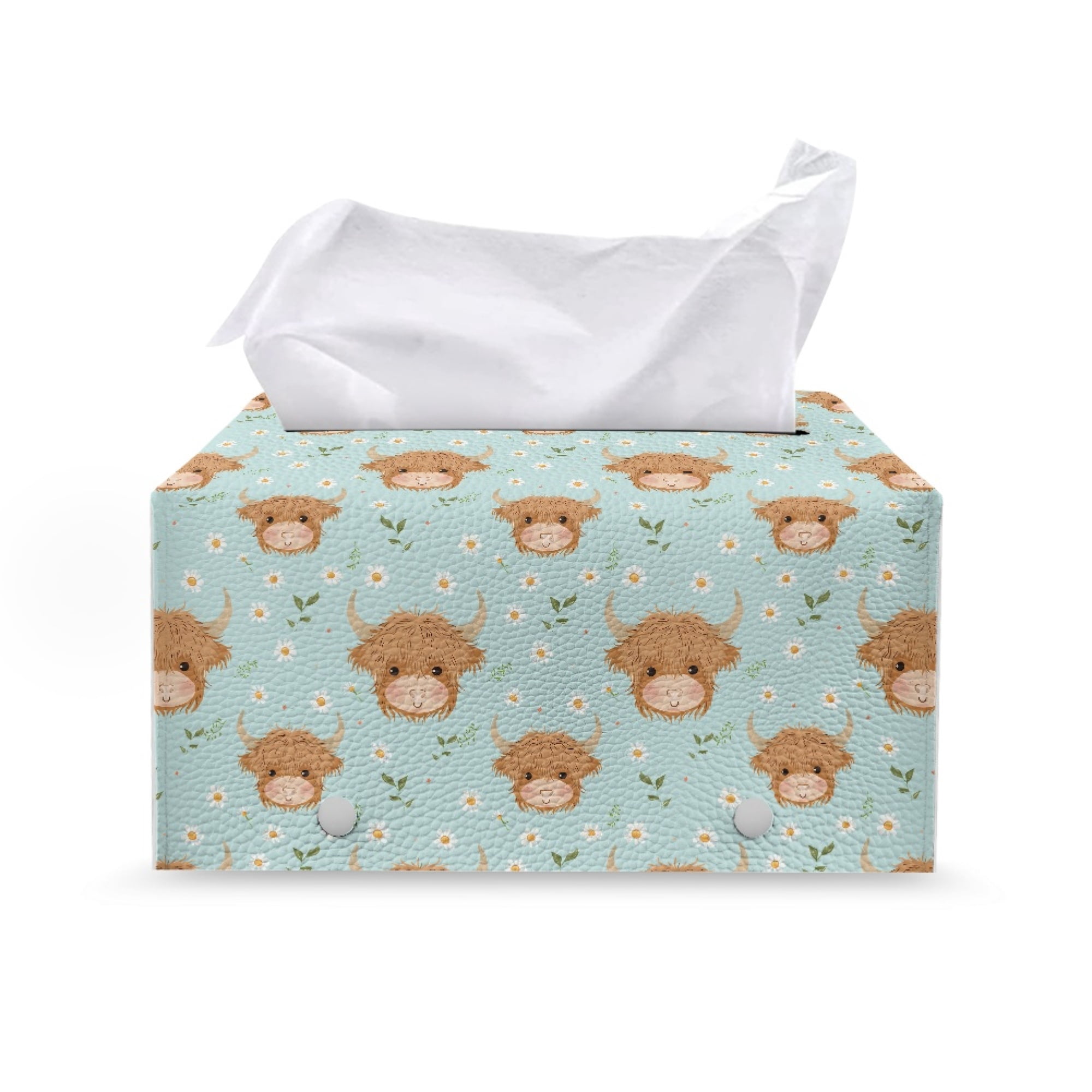 ZUXONGSY Highland Cow Tissue Box Covers PU Leather Rectangular Tissue ...