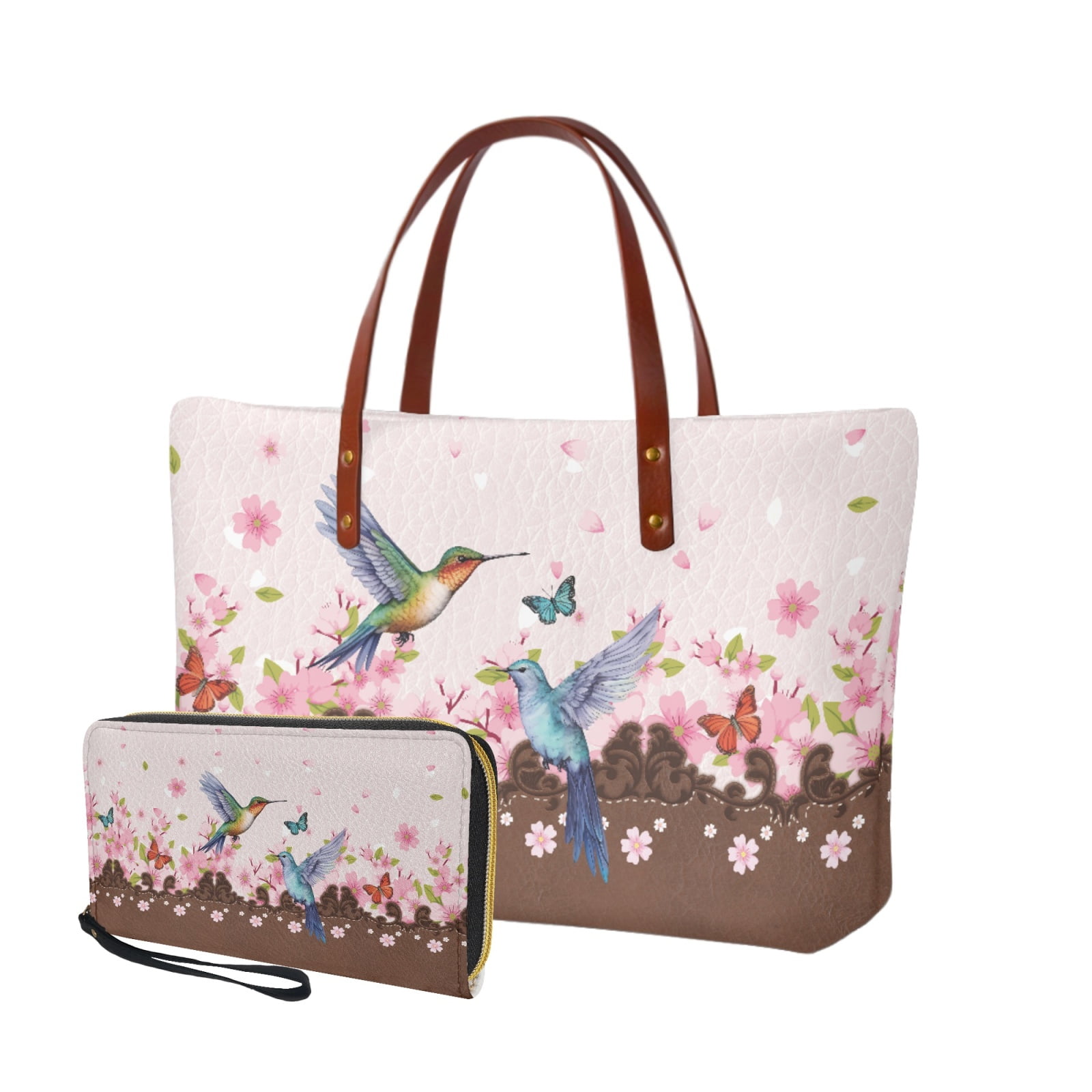 ZUXONGSY Hummingbird Butterfly Cherry Blossom Print Handbags and Purses ...