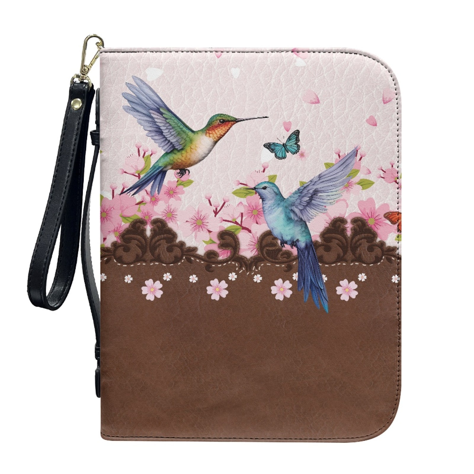 ZUXONGSY Hummingbird Cherry Blossom Butterfly Print Leather Bible Case ...