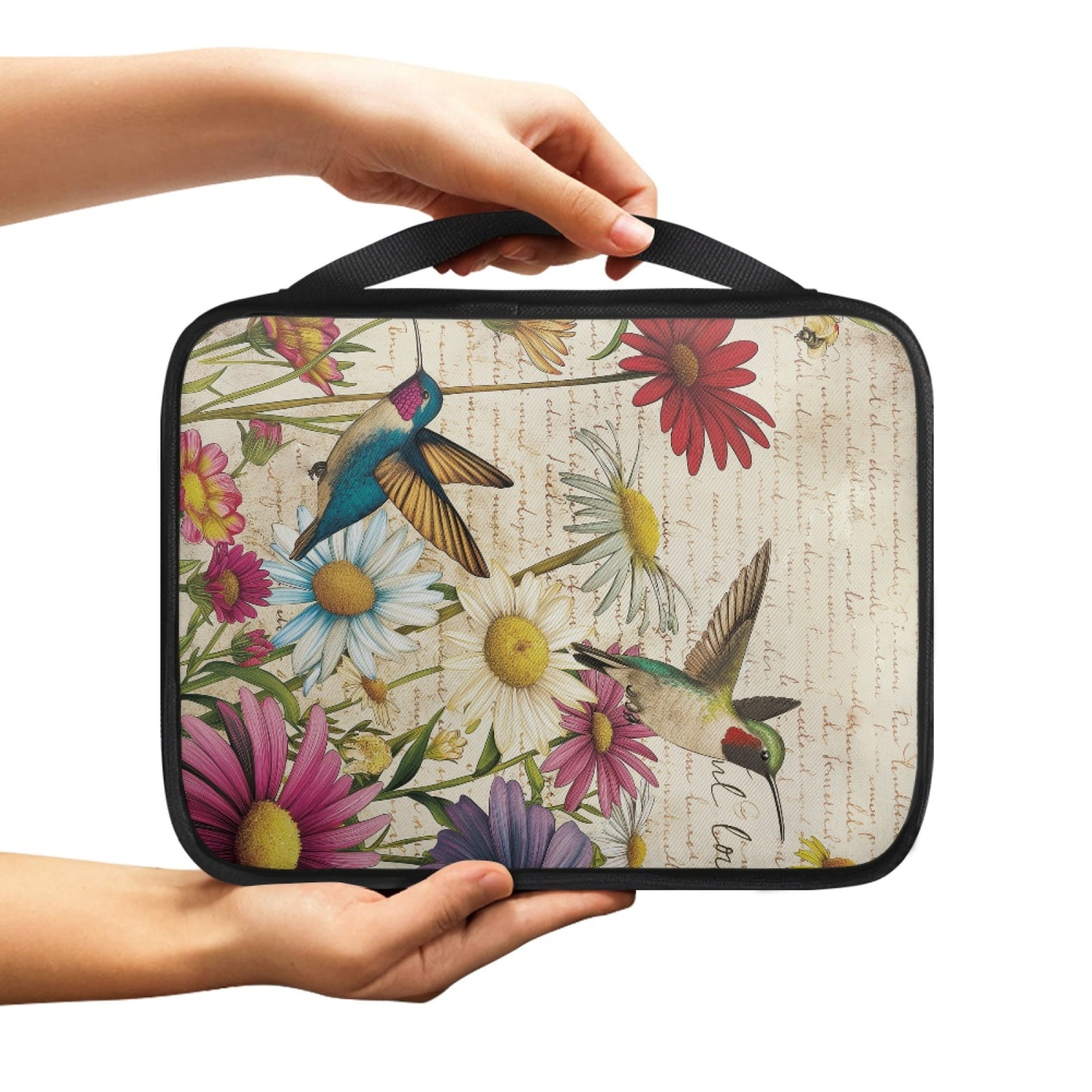 ZUXONGSY Hummingbird Daisy Letter Pattern Bible Case for Women Zippered ...
