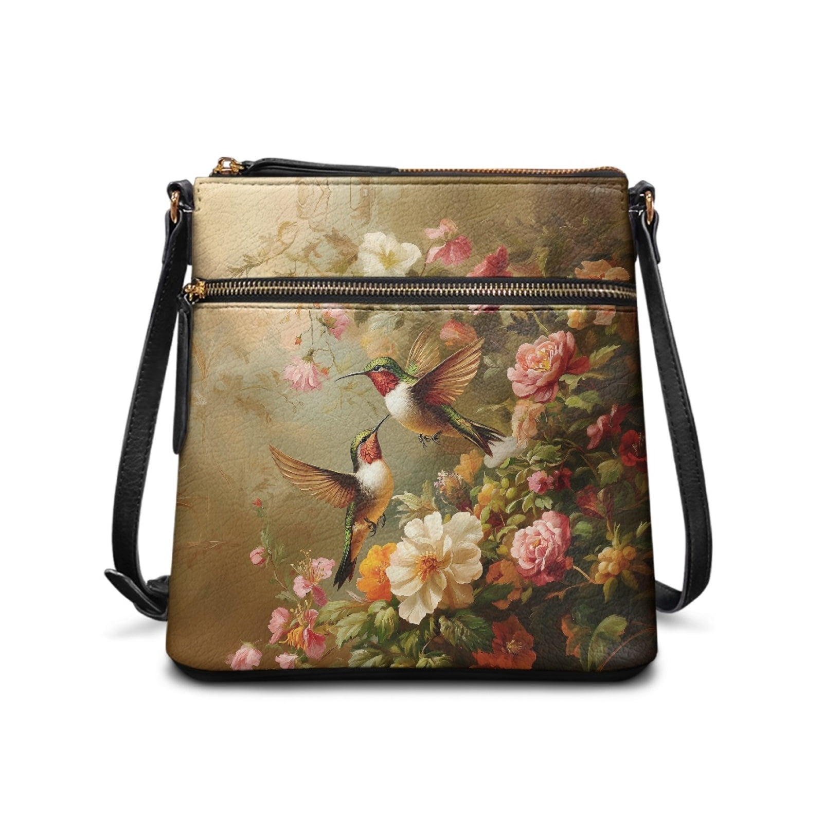ZUXONGSY Hummingbird Peony Flower Print PU Leather Crossbody Purse for ...