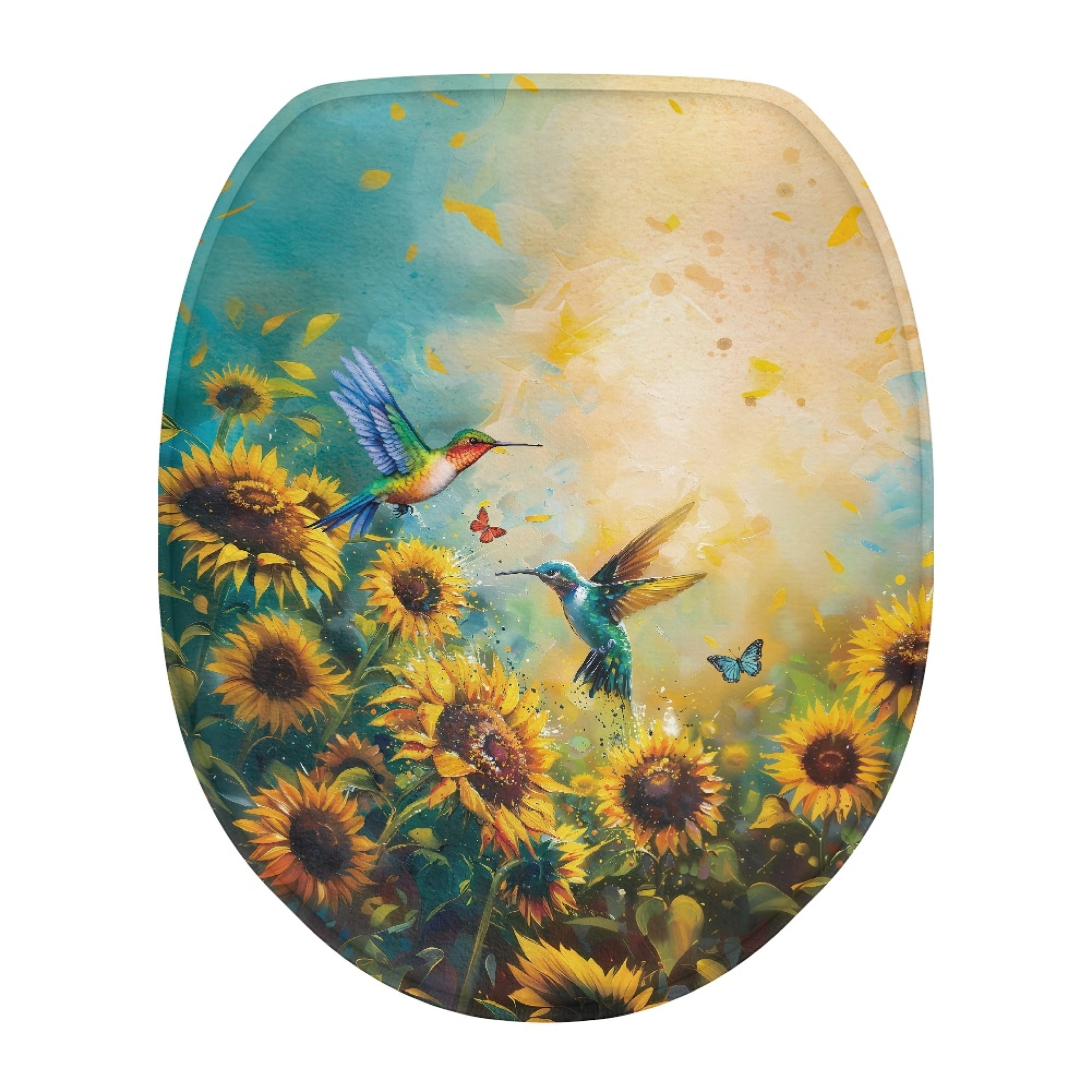 ZUXONGSY Hummingbird Sunflower Toilet Lid Covers Soft Cozy Flannel ...