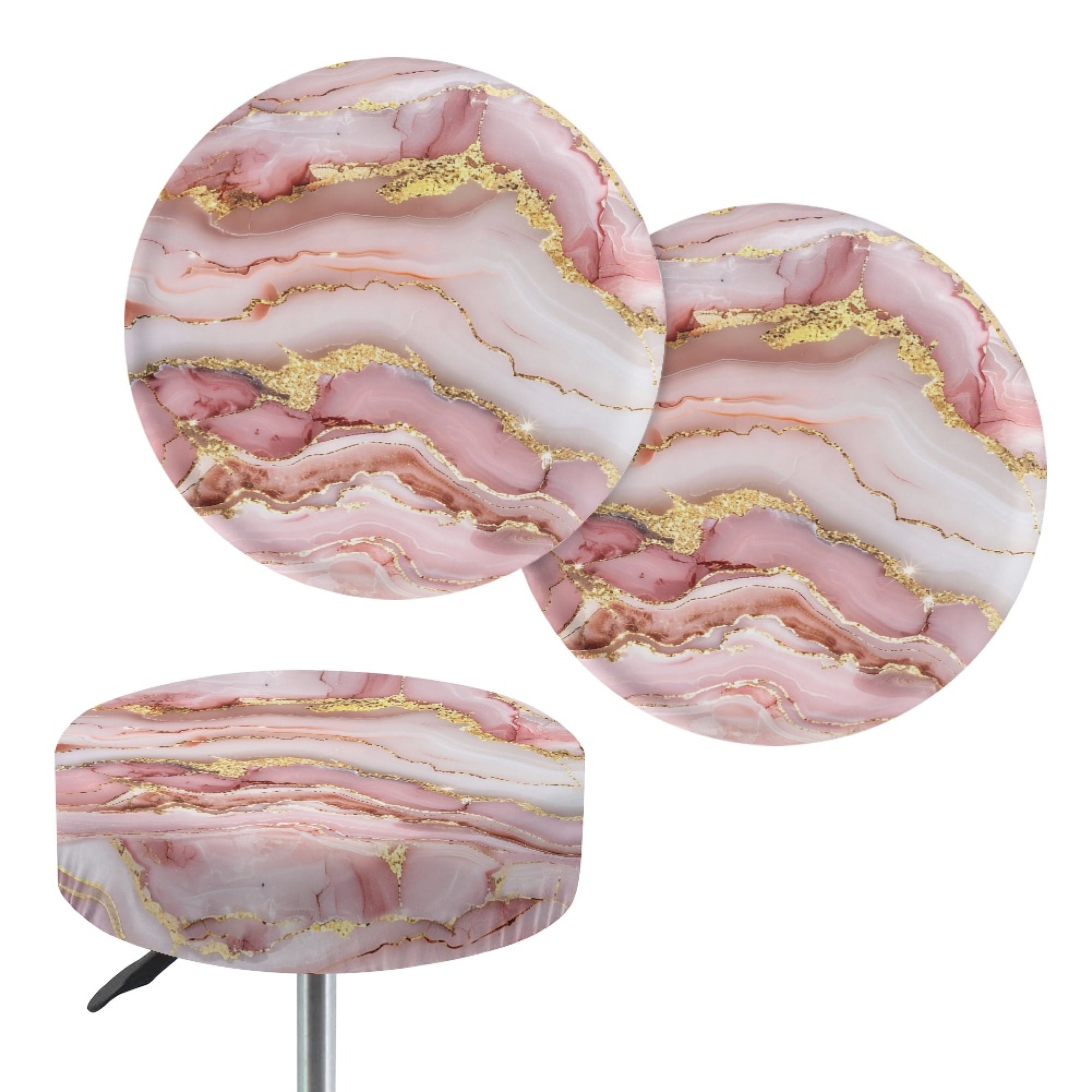 ZUXONGSY Marble Print Round Stool Cover Set of 2 Piece Bar Stool ...