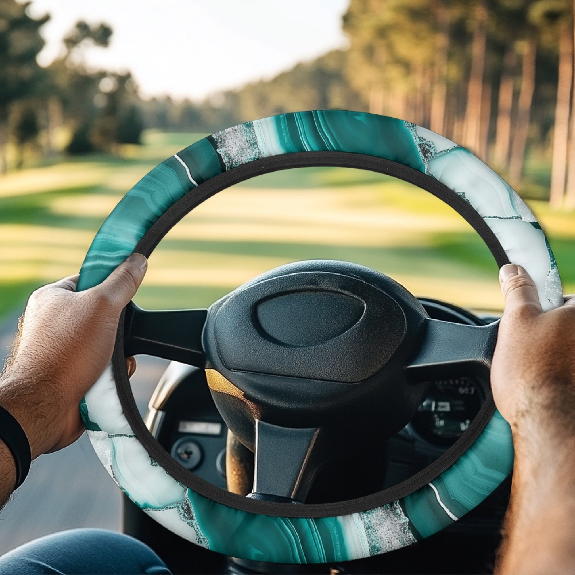ZUXONGSY Marble Stripes Golf Cart Steering Wheel Cover Universal Auto ...