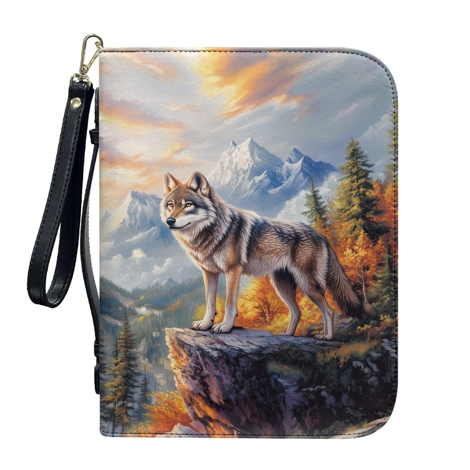 ZUXONGSY Snowy Mountain Wolf Forest Print Leather Bible Cover ...