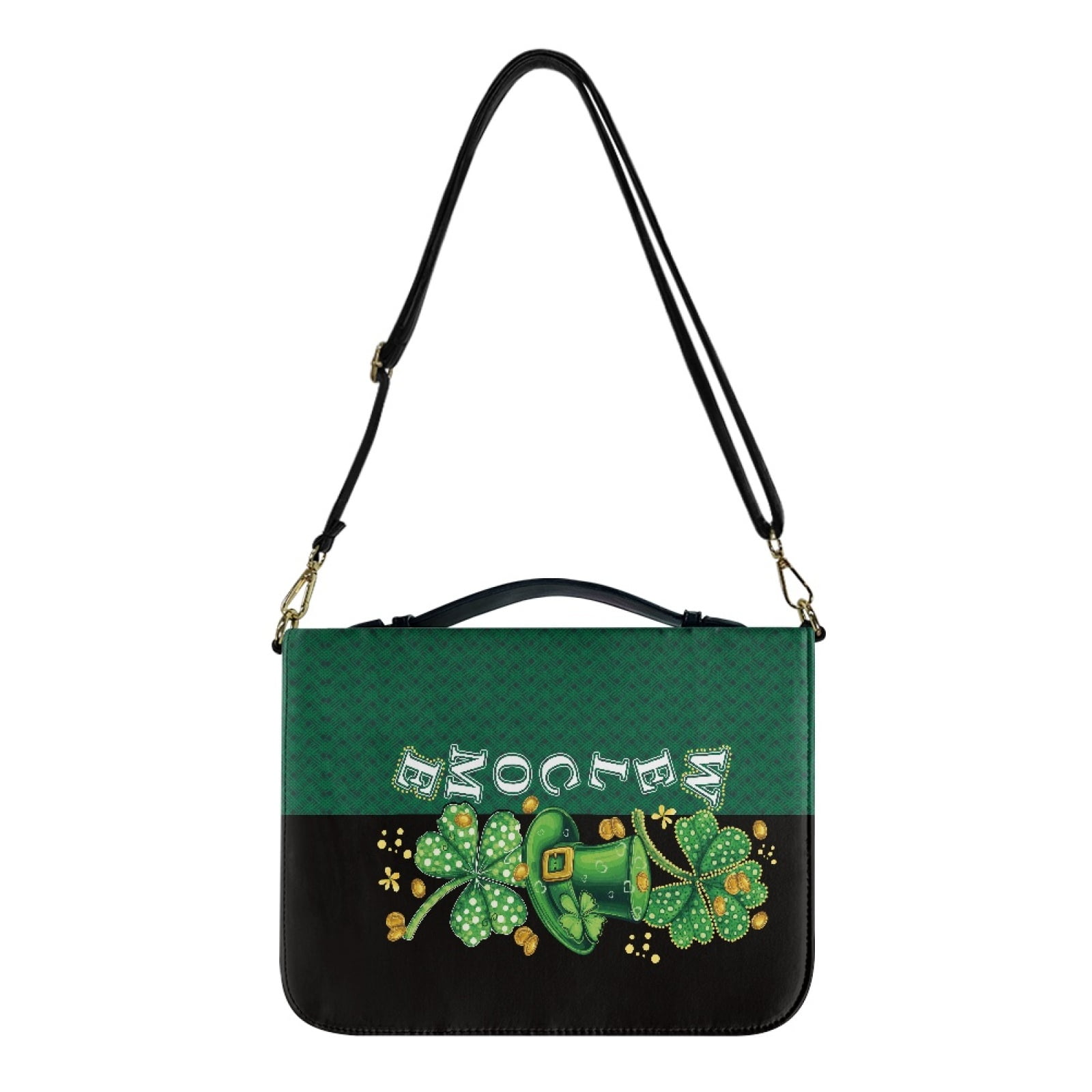 ZUXONGSY St.Patrick's Day Leprechaun Hat Shamrock Print Pu Leather ...