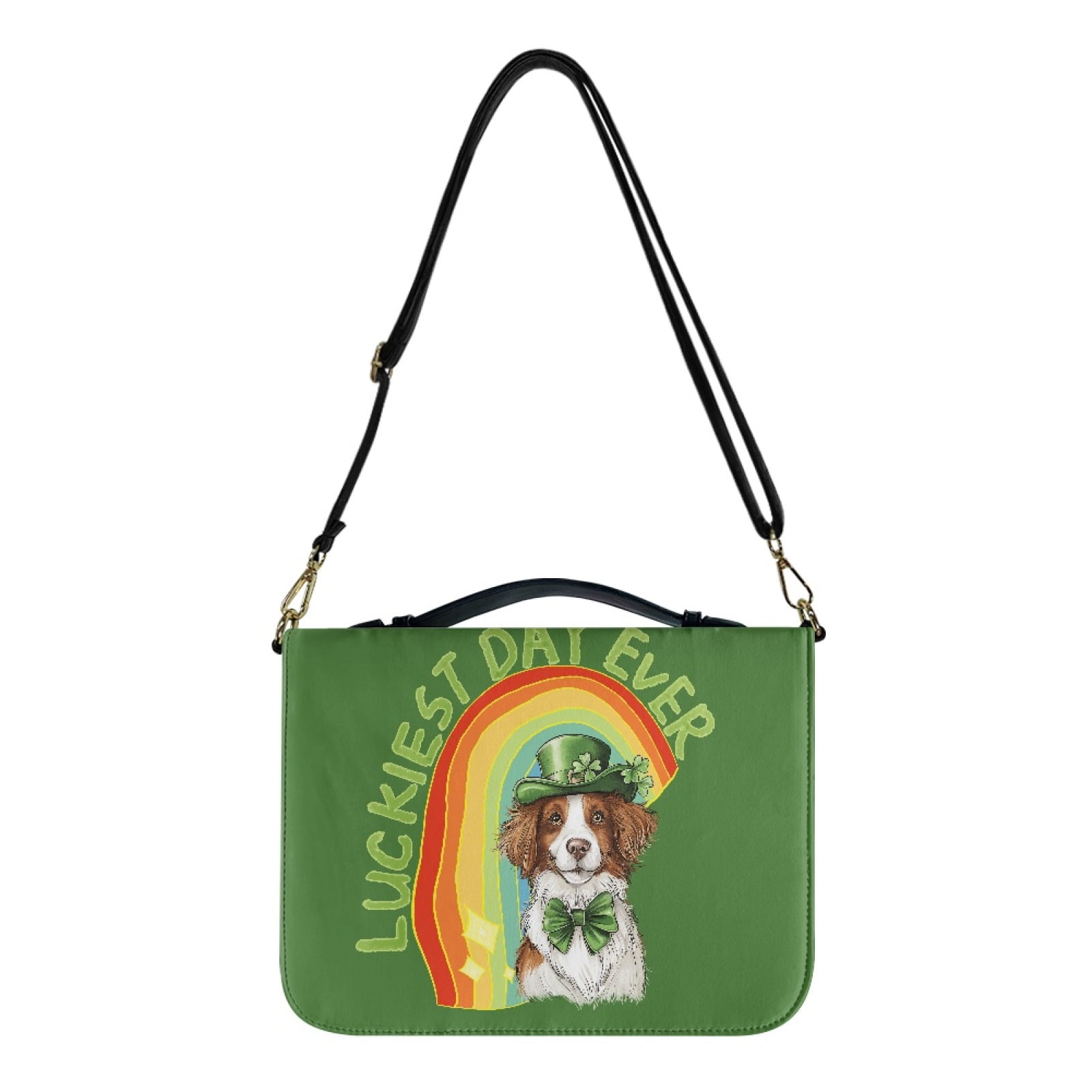 ZUXONGSY St.Patrick's Day Rainbow Border Collie Print Pu Leather Bible ...