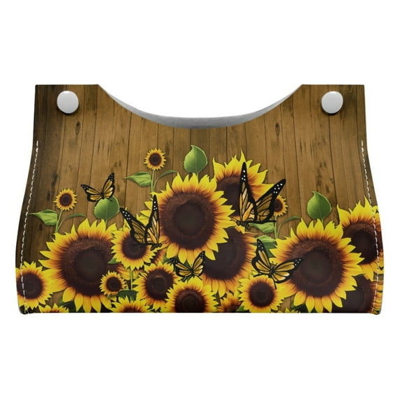 ZUXONGSY Sunflower Butterfly Tissue Box Cover Wood Decorative Tissue ...