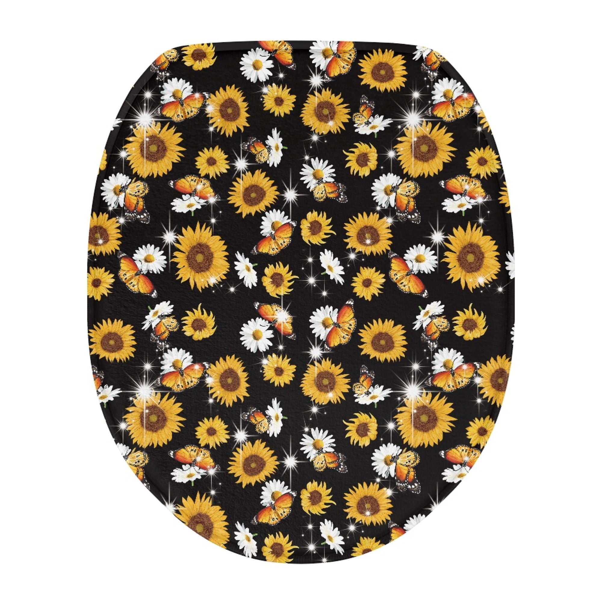 ZUXONGSY Sunflower Butterfly Toilet Lid Covers Soft Cozy Flannel ...