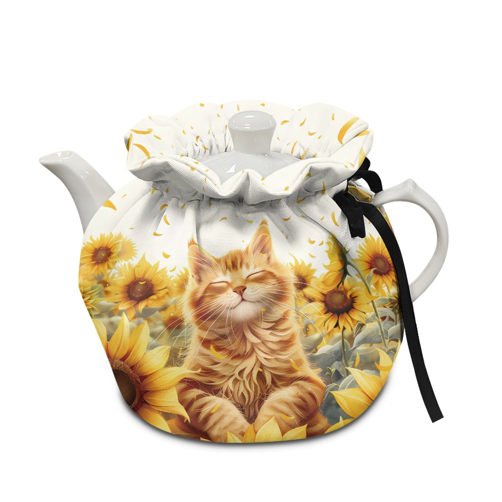 ZUXONGSY Sunflower Cat Tea Cozy Teapots Dust Cover with Elastic Band ...