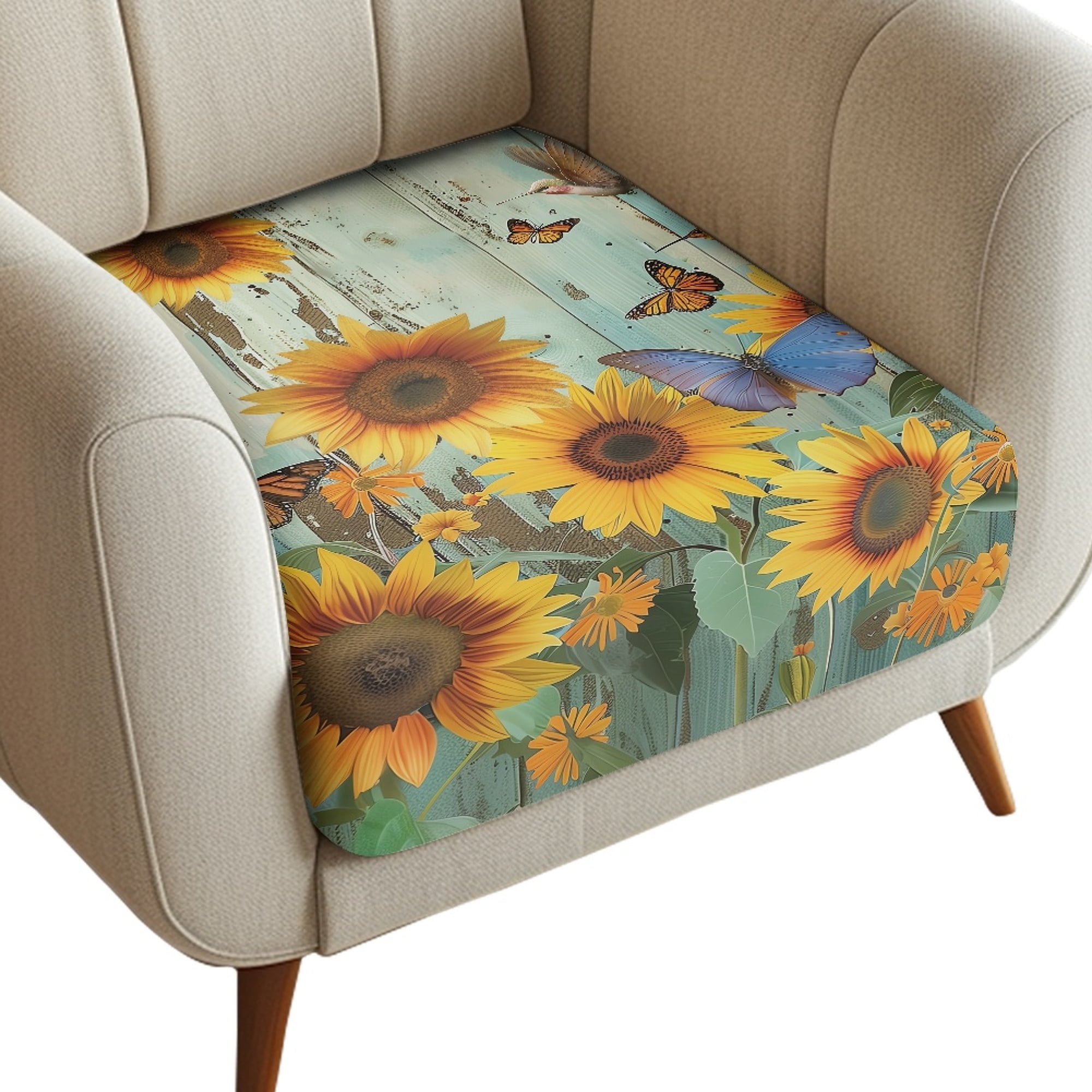 ZUXONGSY Sunflower Couch Cushion Covers Wood Sofa Cushion Protector ...