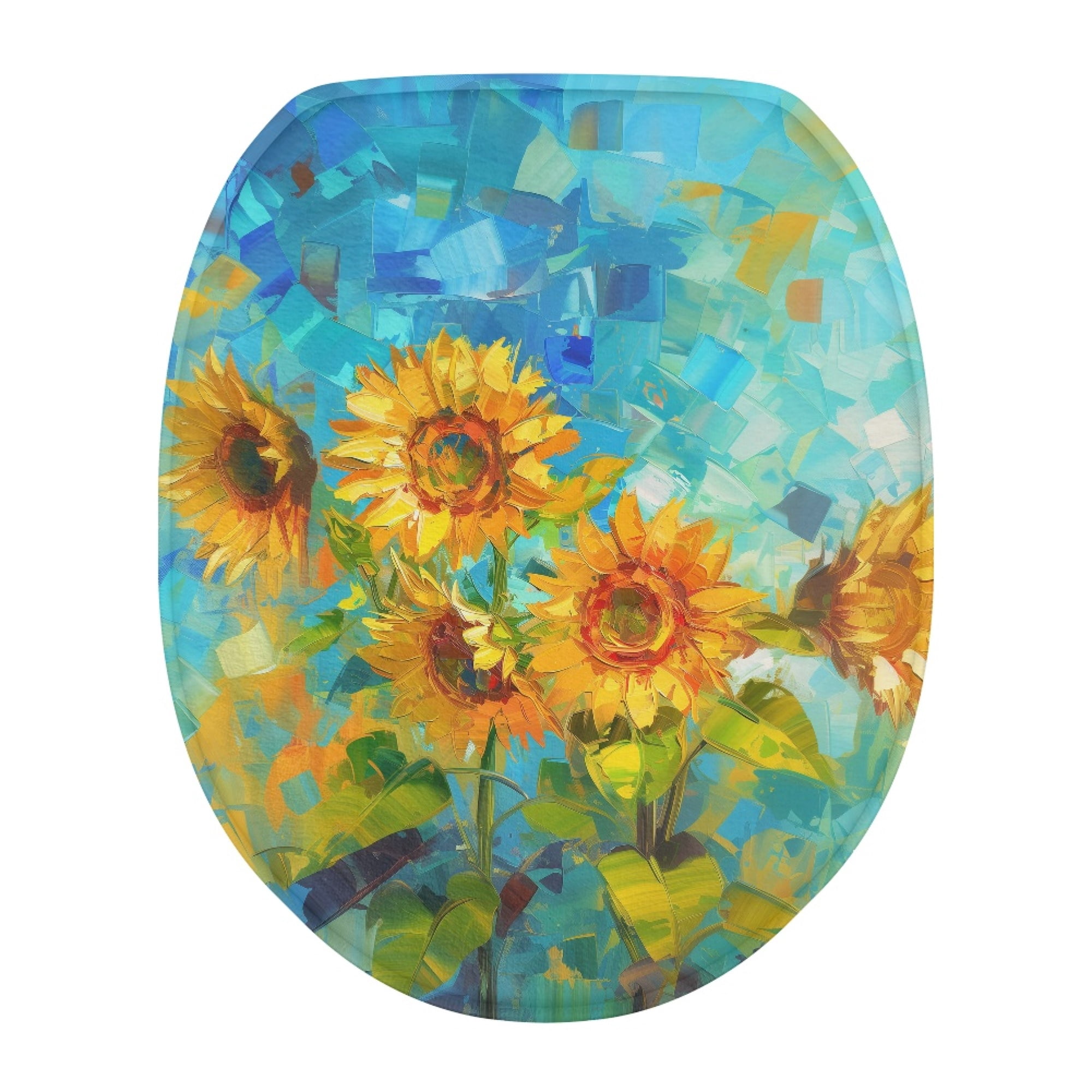 ZUXONGSY Sunflower Oil Painting Toilet Lid Dust Cover Soft Cozy Flannel ...