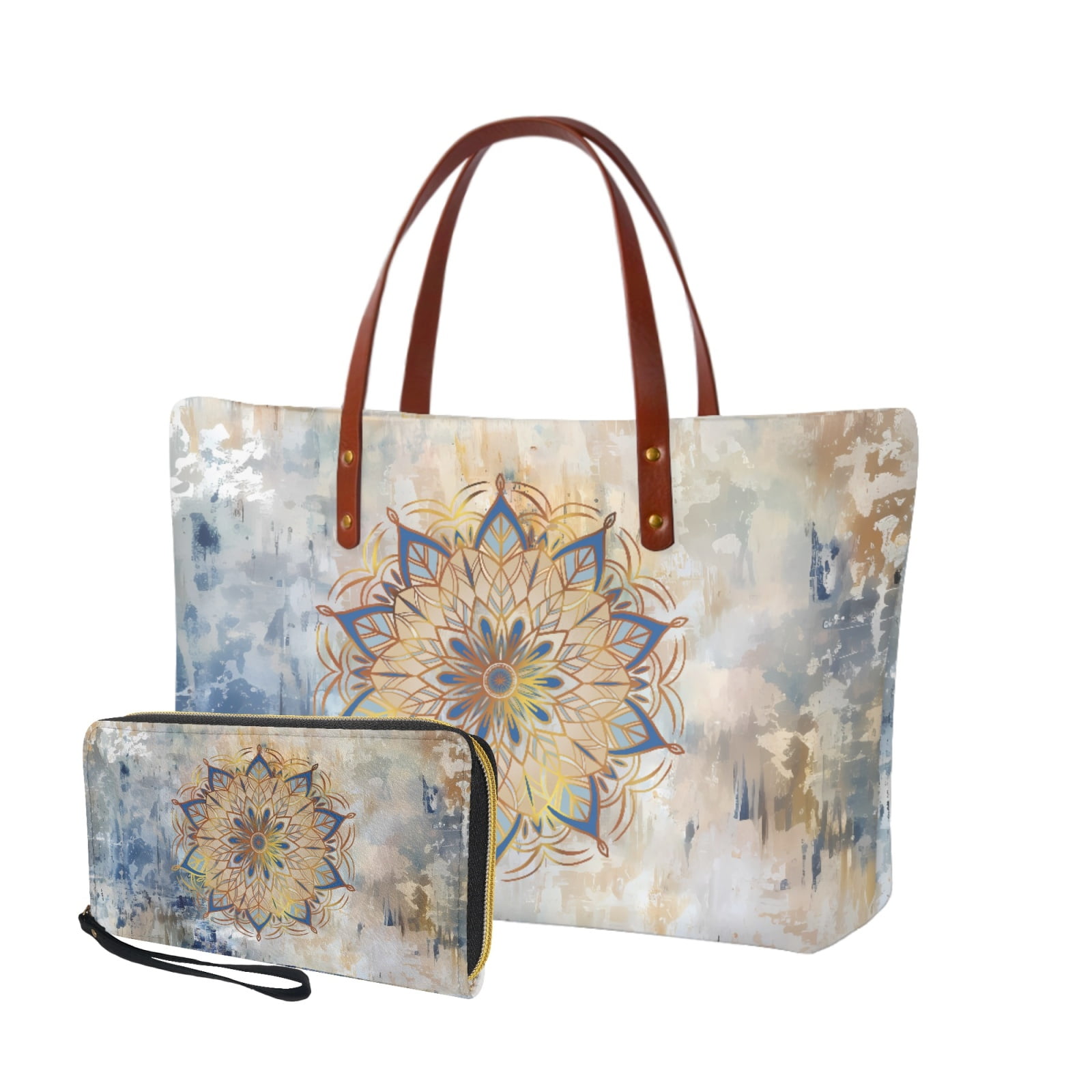 ZUXONGSY Tie-Dye Boho Mandala Prints Handbags and Wallet Set of 2 for ...
