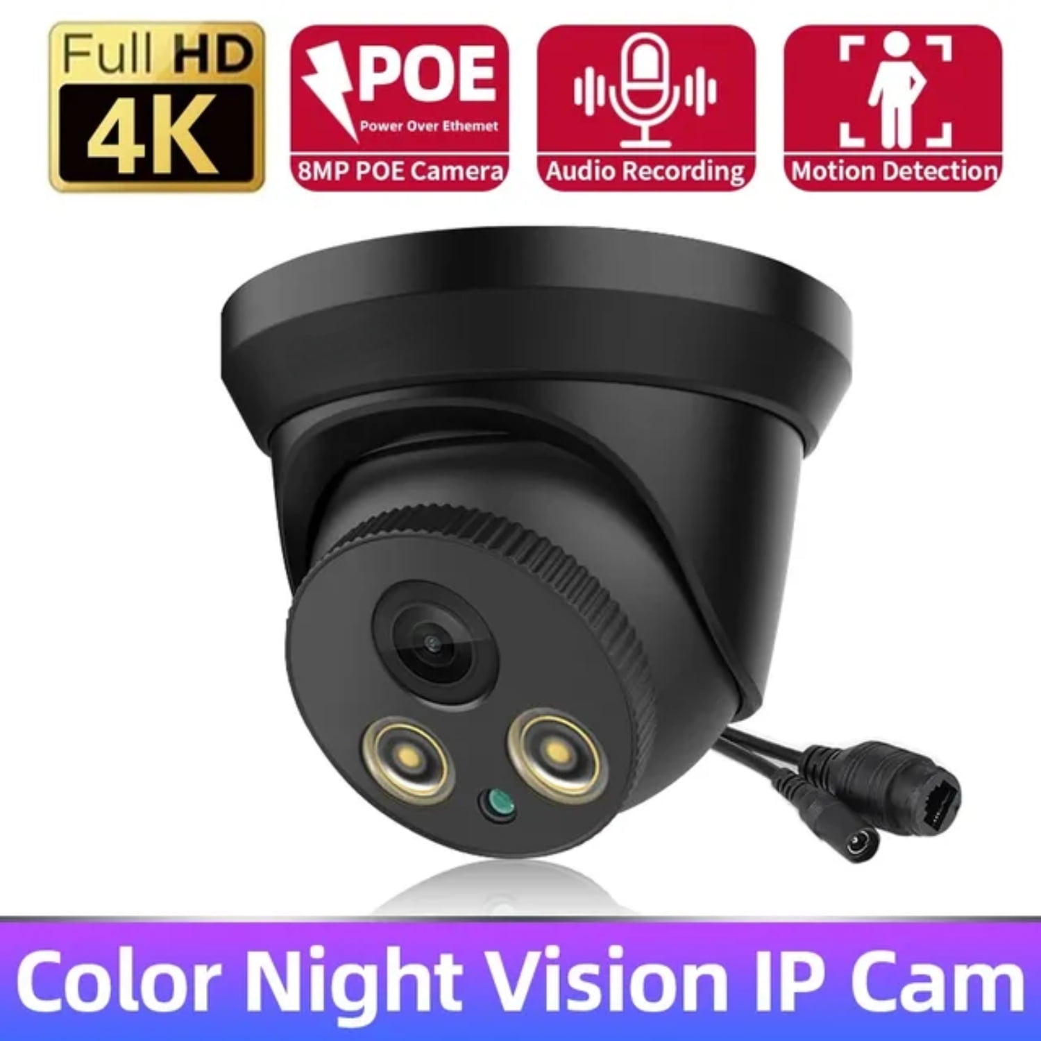 ZUZNGZN Colorful Full Color Night Vision Metal Dome Security Camera ...