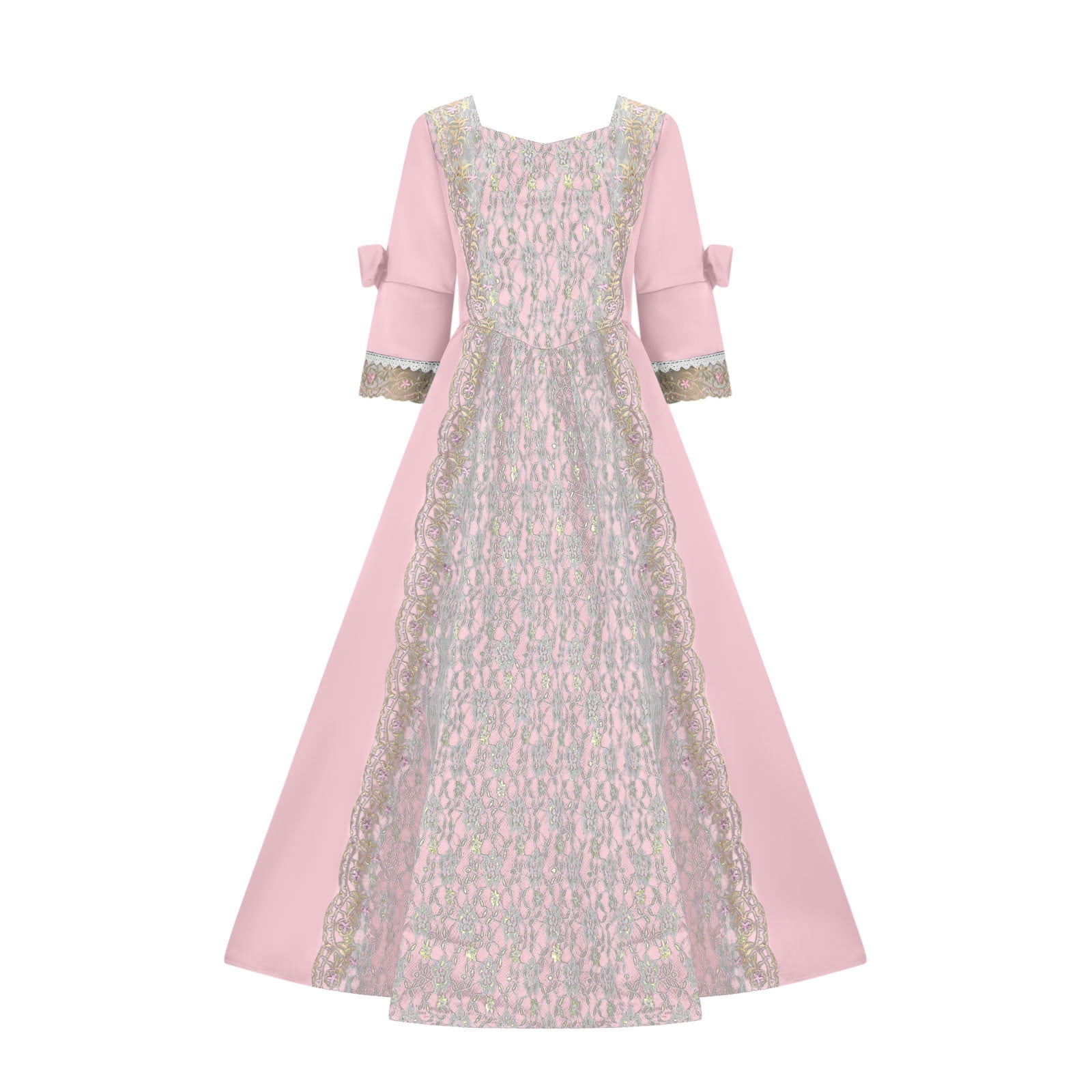 ZVAVZ 18th Century Dress Victorian Renaissance Dress Lace Stitching ...